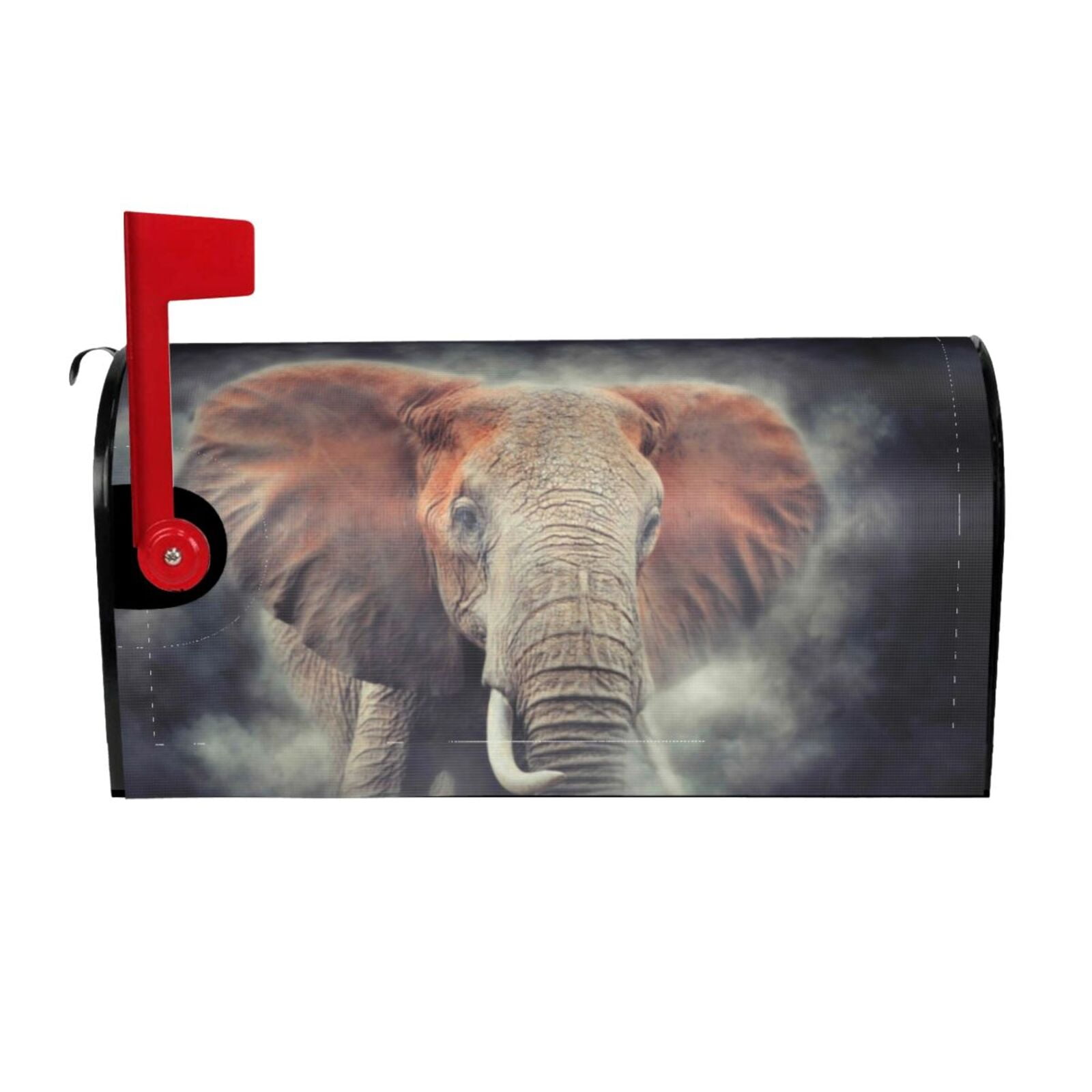Cauagu Elephant in Smoke Pattern Magnetic Mailbox Covers, Mailbox Cover ...