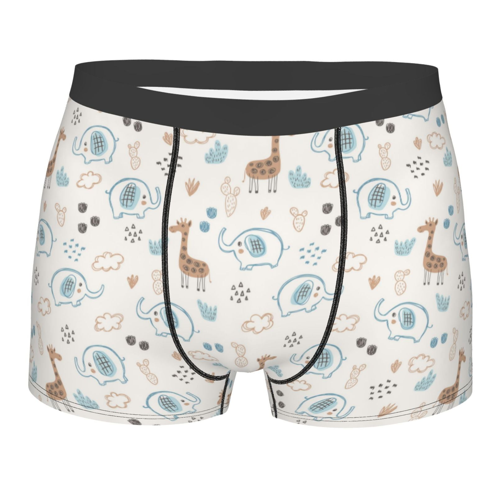 Cauagu Elephants And Giraffes Print Boxer Briefs for Men,Comfortable ...