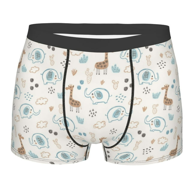 Cauagu Elephants And Giraffes Print Boxer Briefs for Men,Comfortable ...