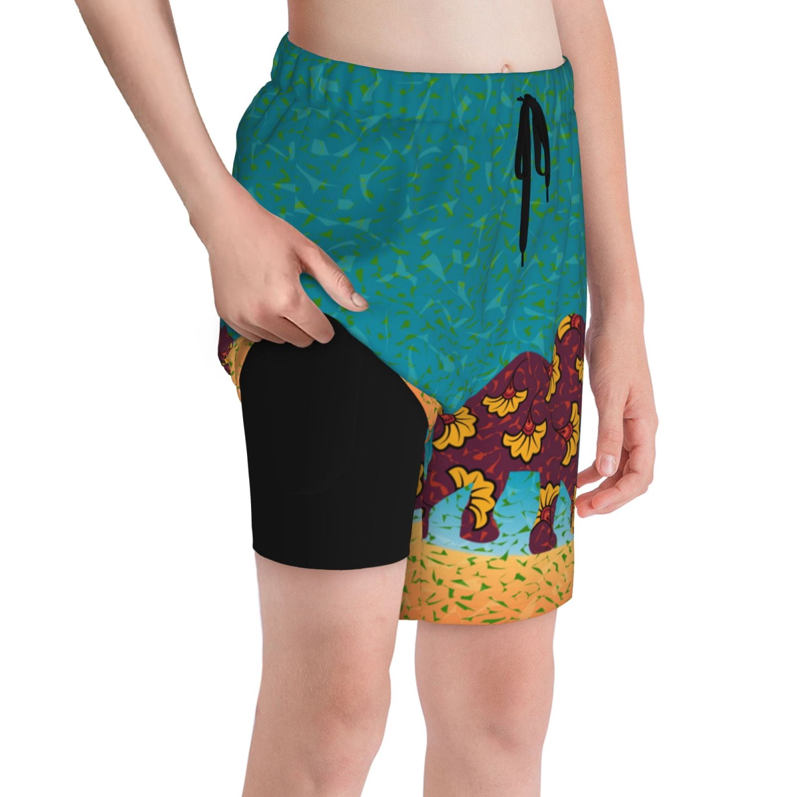 Cauagu Elephants Print Swim Trunks for Men,Youth Boys Swim Shorts ...