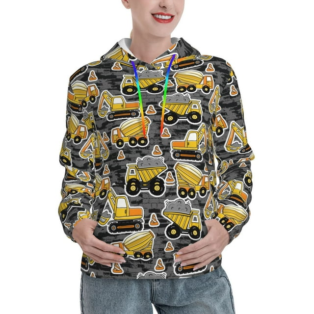 Cauagu Excavator At Work for Women's Hooded Sweatshirts Pullover Hoodie for Women Fall Workout ...