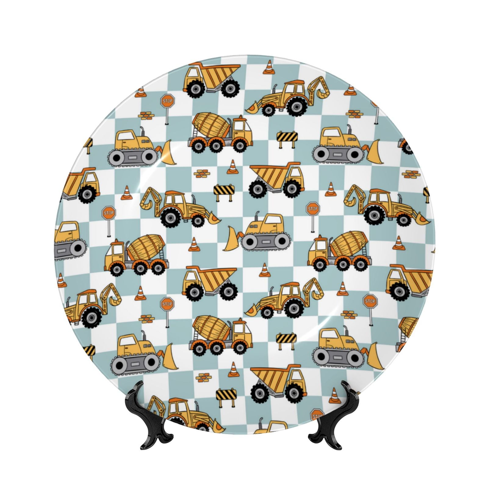 Cauagu Excavator Print Bone China Decorative Plate, Wall Mount Plate ...