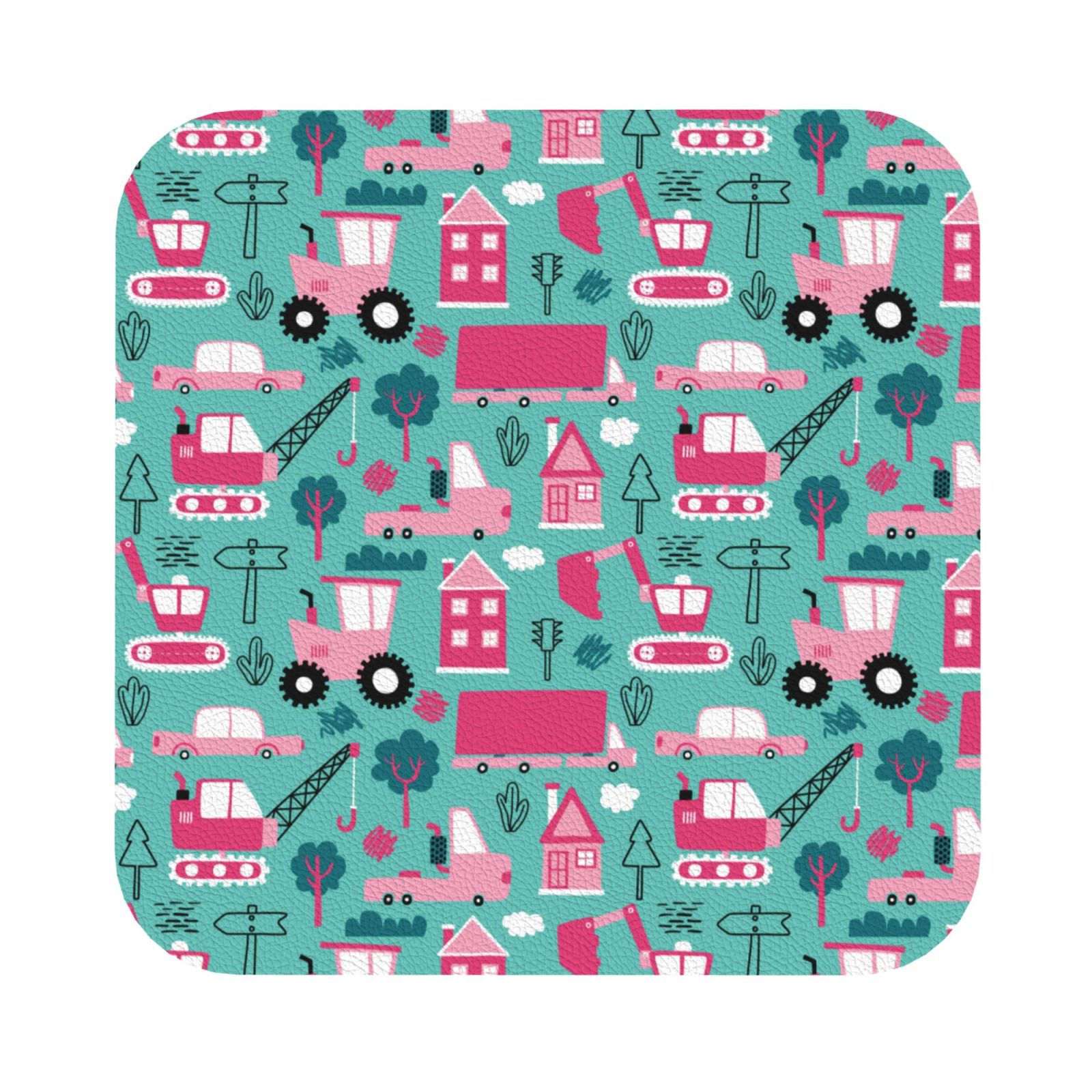 Cauagu Excavator for Round Coaster,Drink Coasters Set of 4 Leather Bar ...