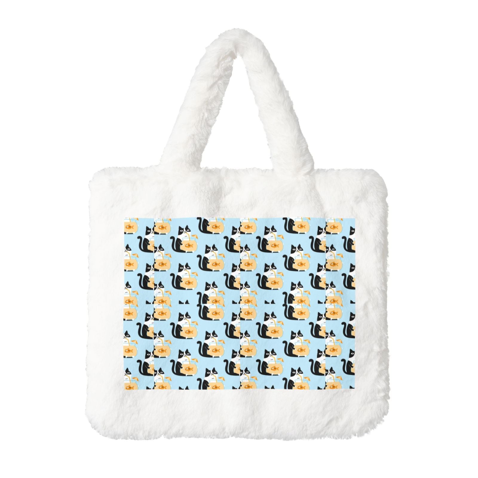 Cauagu FUNNY CAT IS DRINKING WATER Pattern Women's Plush Tote Bag,Soft ...