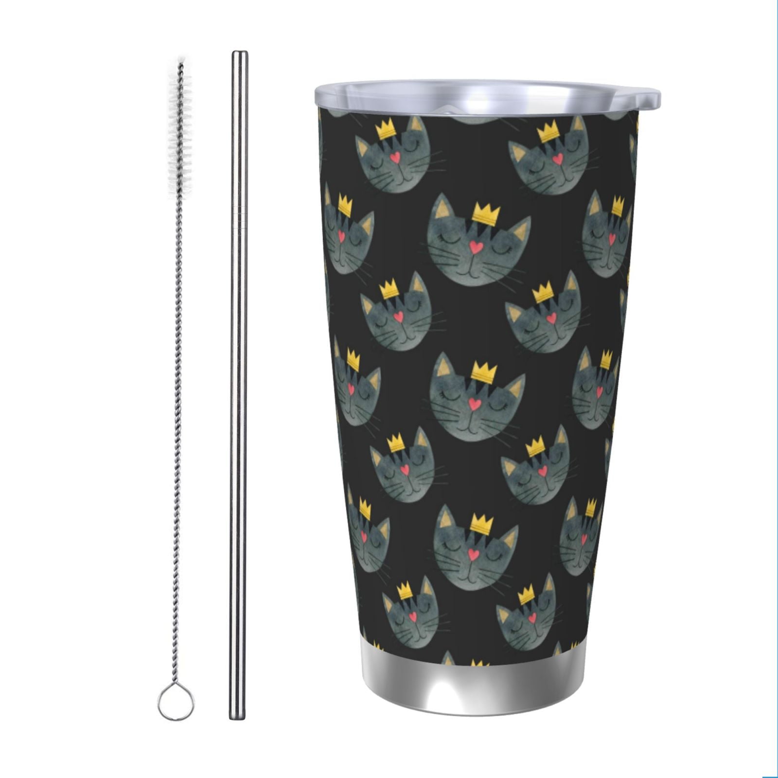Cauagu Faces Of The Cat Pattern 20oz Tumbler,Stainless Steel Vacuum ...