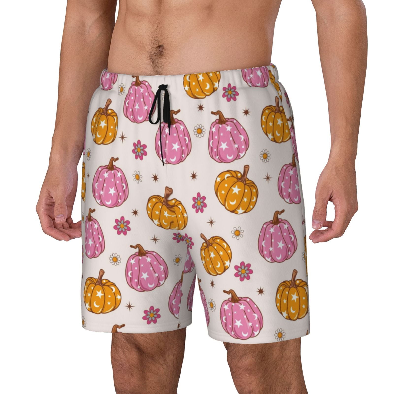 Cauagu Fall 70s Groovy Hippie 1 Print Mens Swim Trunks Quick Dry Board ...