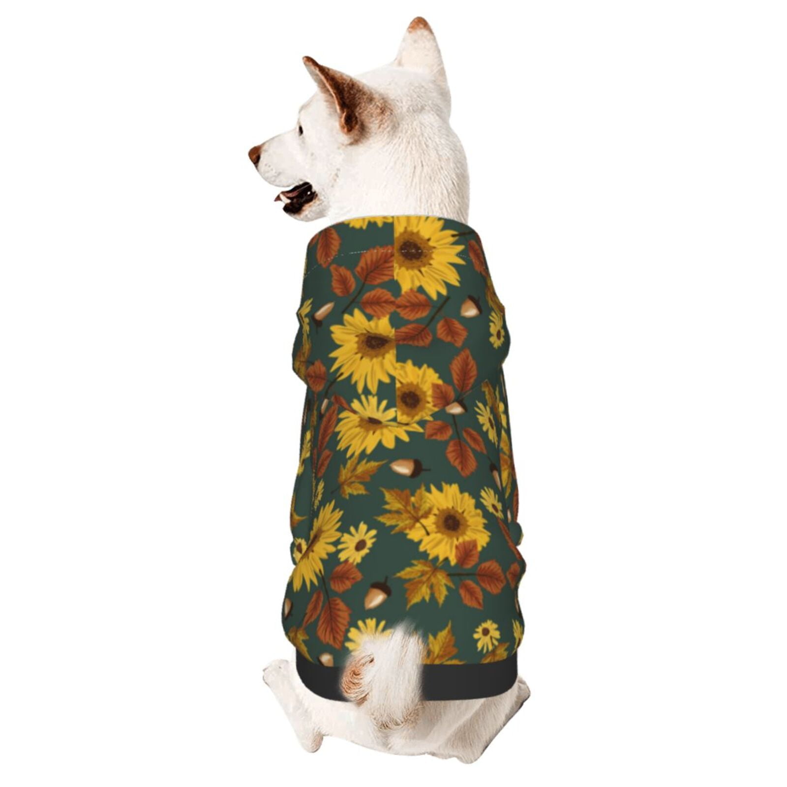 Cauagu Fall Daisy Leaf Nuts Pattern Winter Pet Hoodie Sweatshirts- Dog ...
