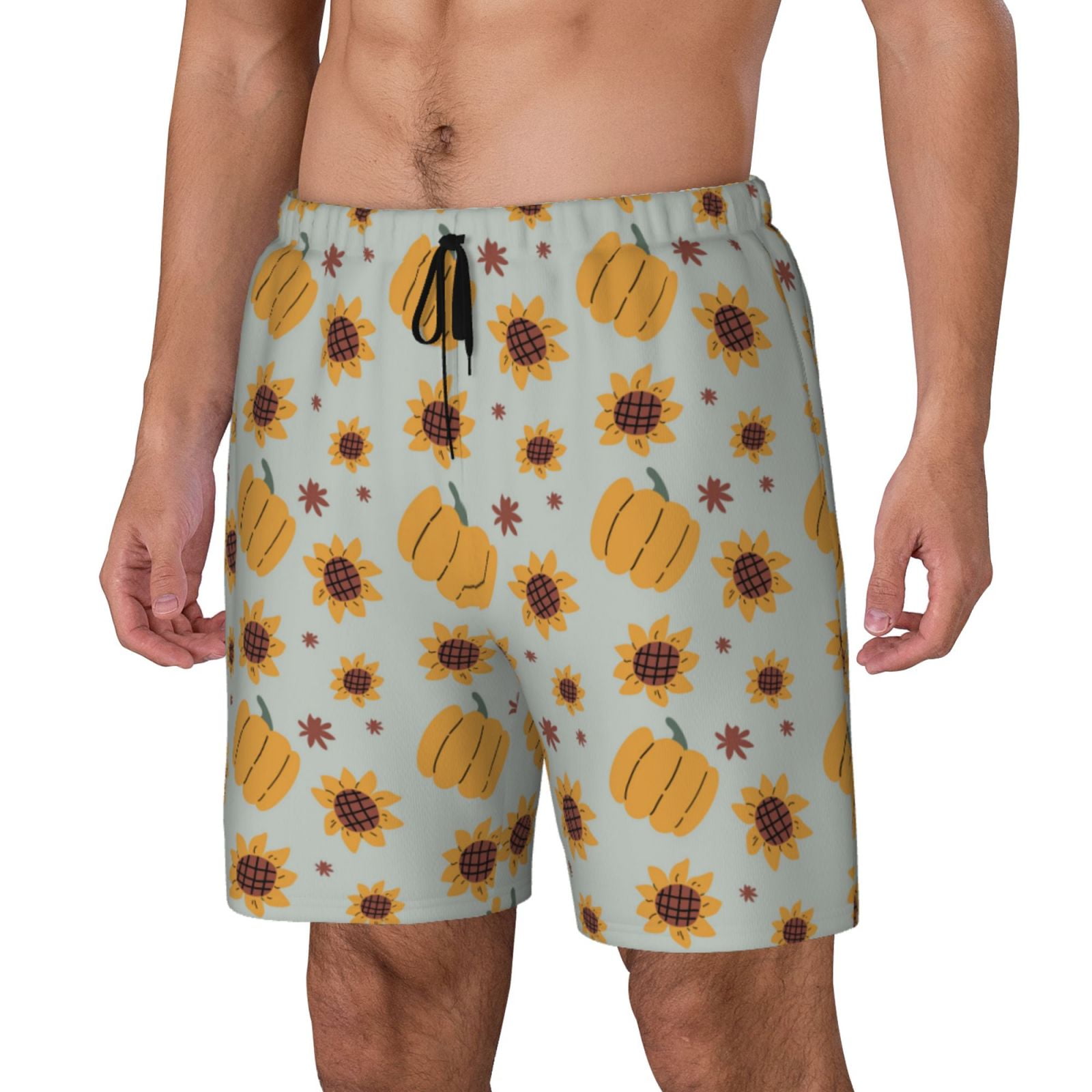 Cauagu Fall Thanksgiving Day Print Mens Swim Trunks Quick Dry Board ...