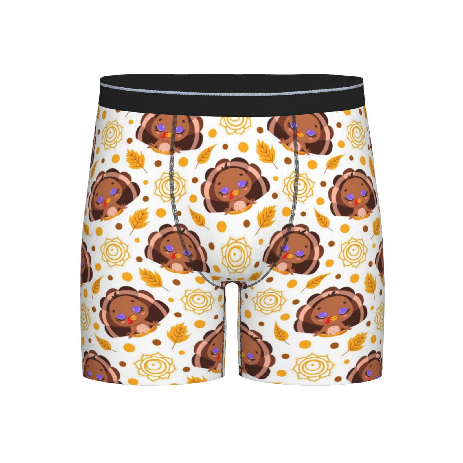 Cauagu Fall Turkey Print Men's Boxer Briefs, Funny & Cute Underwear ...