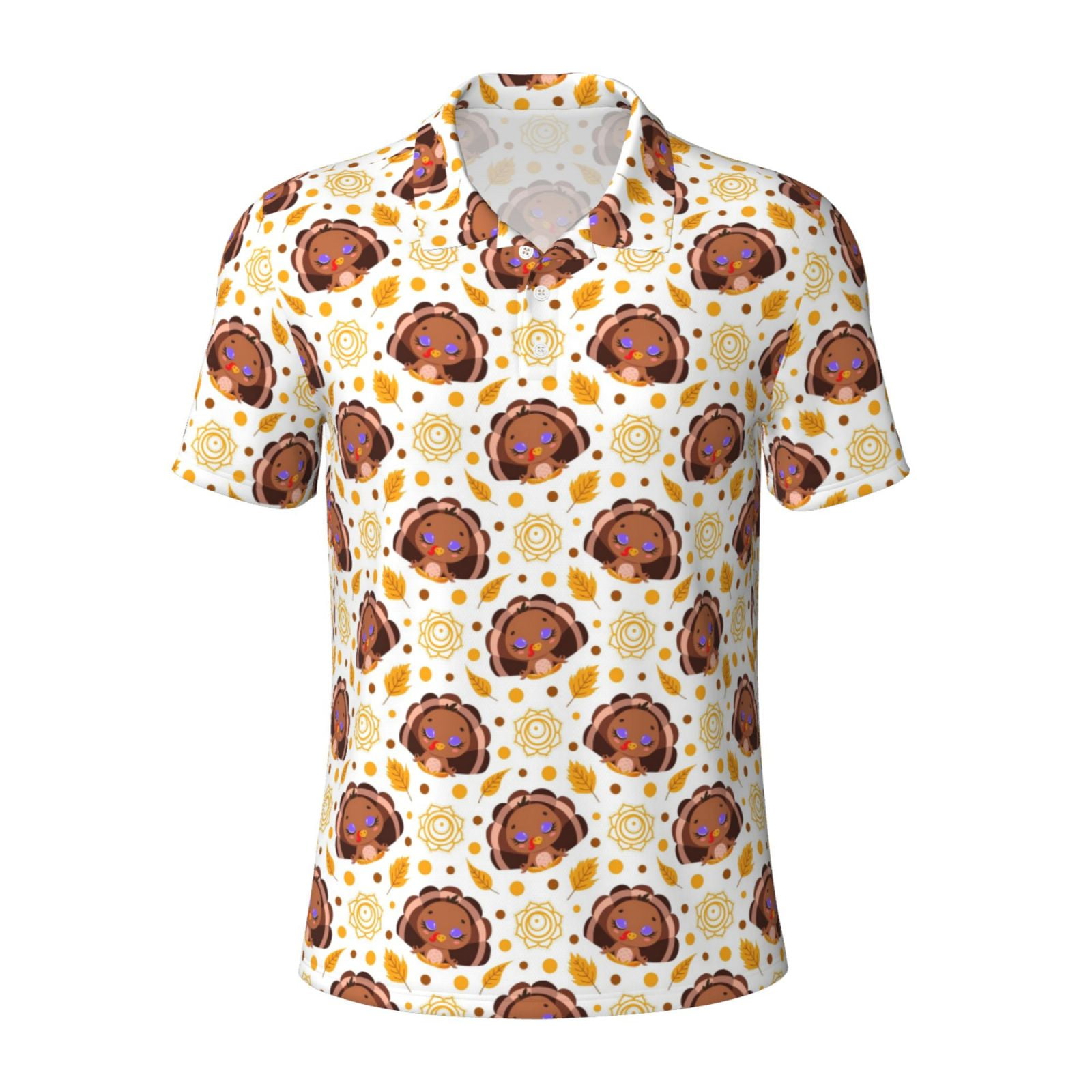 Cauagu Fall Turkey Print Men's Polo Shirts, Short-Sleeve Polo Shirts ...
