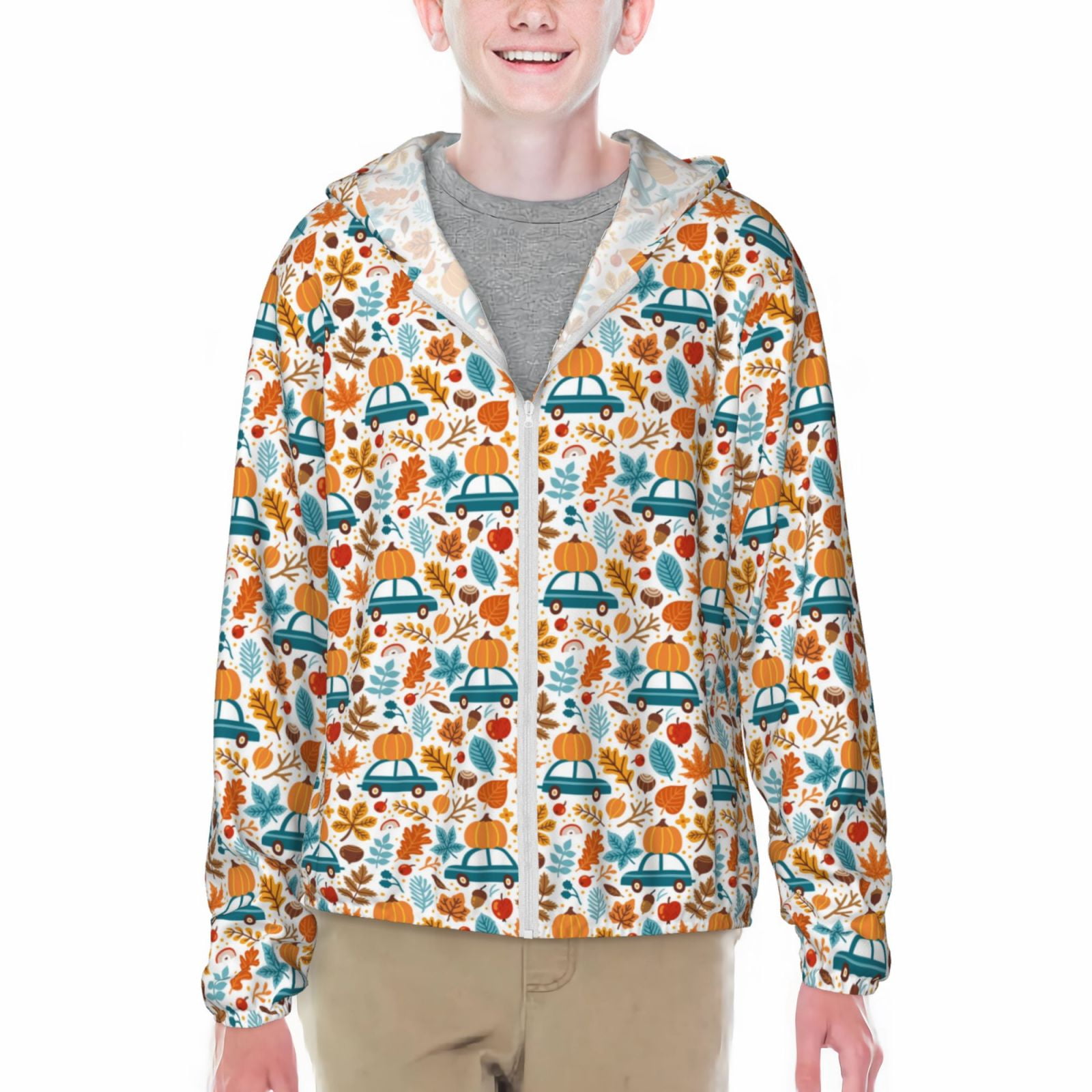 Cauagu Falling Pumpkins On Car Print Sun Protection Jacket for Teen ...