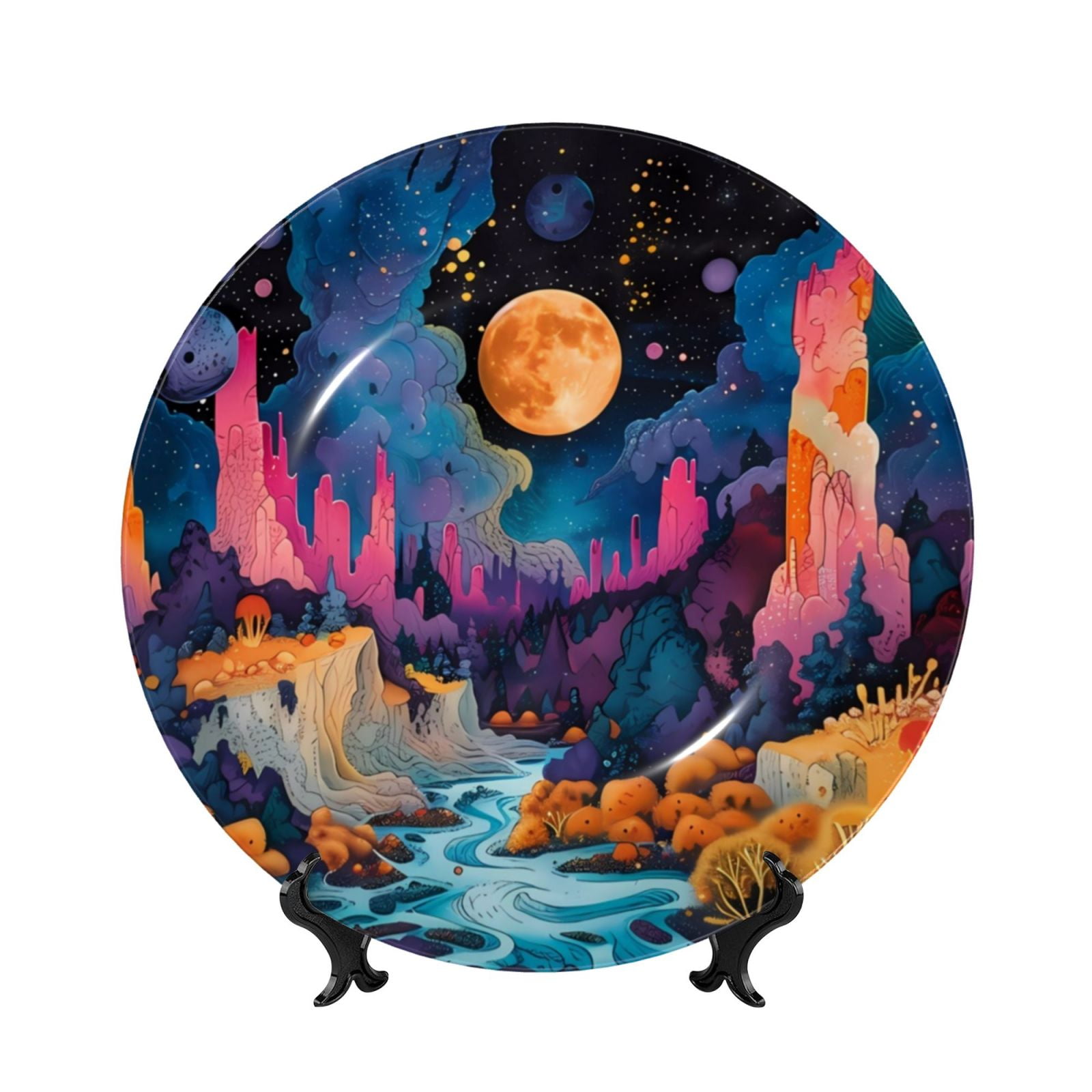 Cauagu Fantasy Cosmic Landscape Print Bone China Decorative Plate, Wall ...