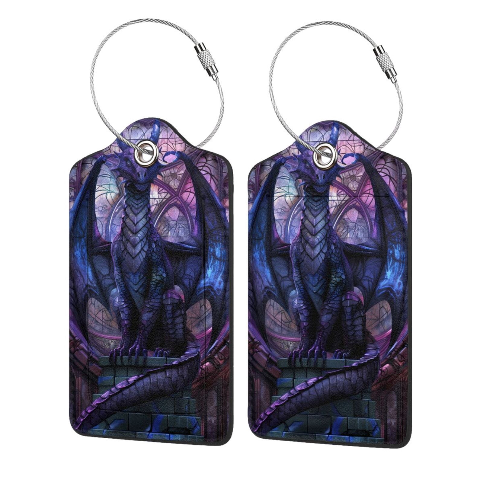 Cauagu Fantasy Dragon In Cathedral Pattern Luggage Tags,Leather Luggage ...