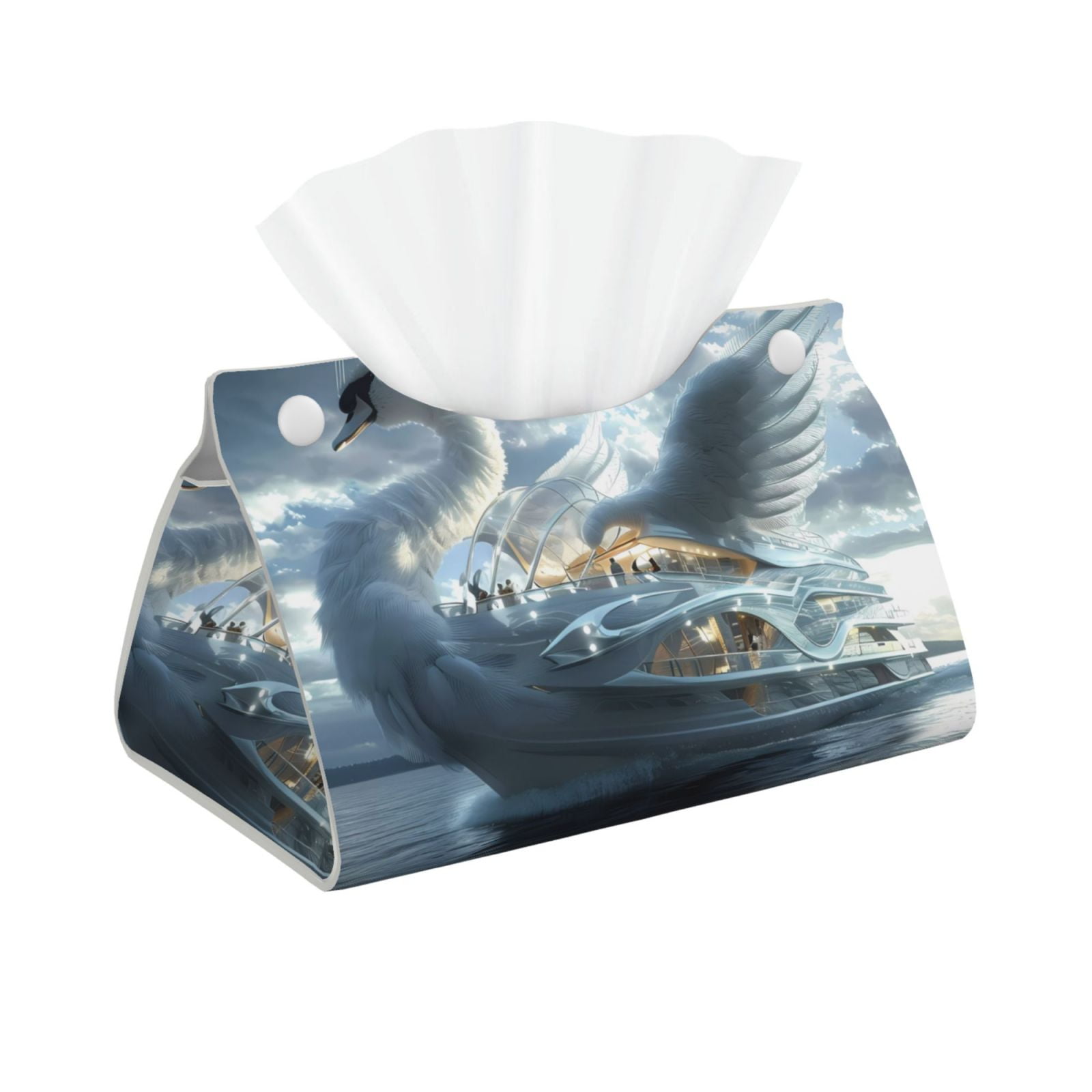 Cauagu Fantasy Swan Yacht Design for Large Tissue Box Cover Rectangular ...