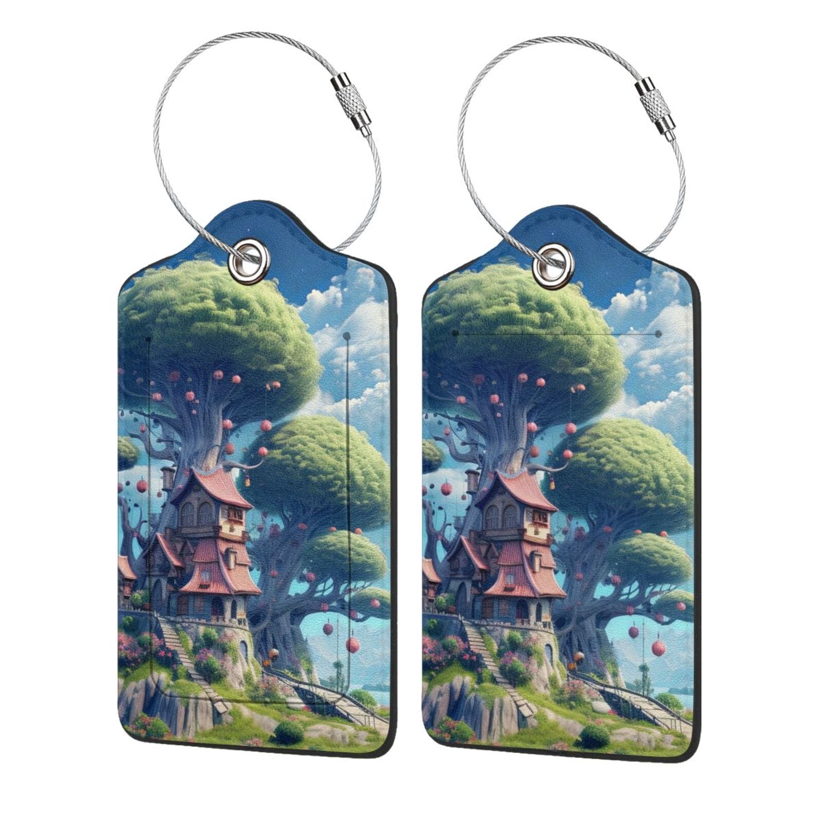 Cauagu Fantasy Treehouse Planet Scene Pattern Luggage Tags,Leather ...