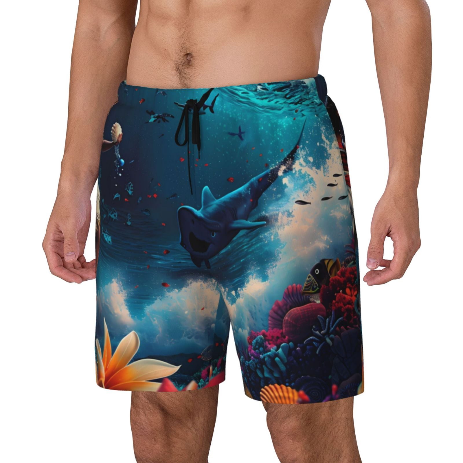 Cauagu Fantasy Underwater Adventure Print Mens Swim Trunks Quick Dry ...