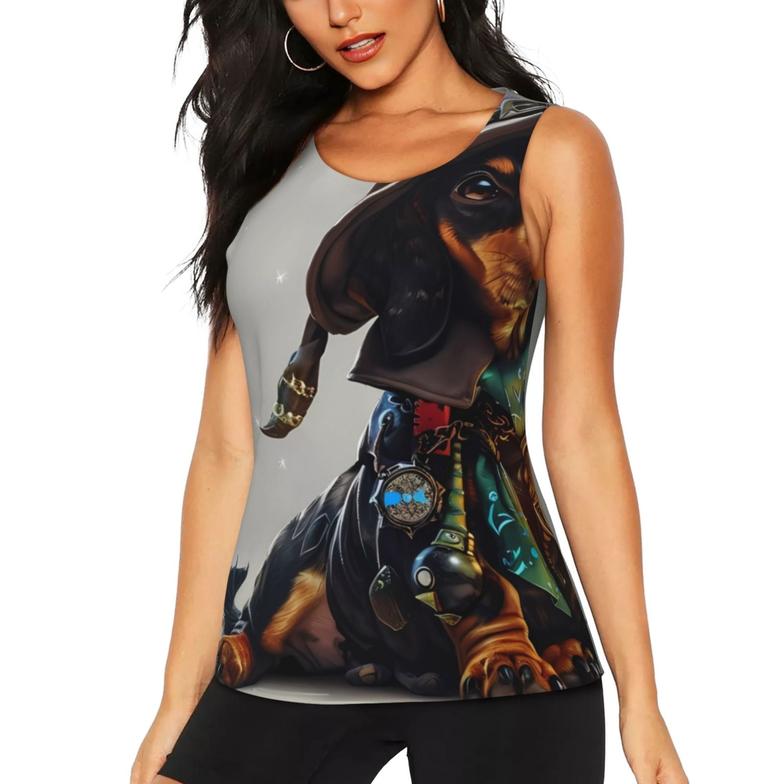 Cauagu Fantasy Wizard Dog Art for Women's Workout Tank Tops Sleeveless ...