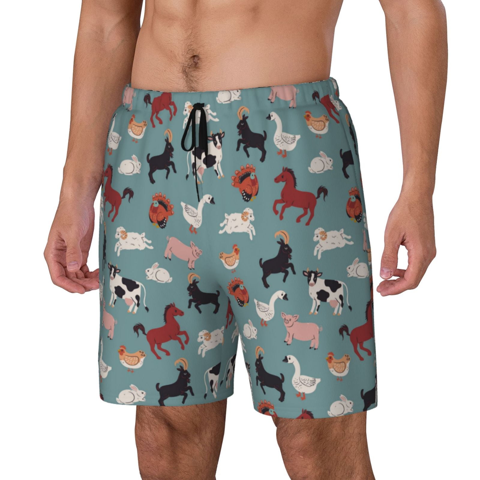 Cauagu Farm Animals 1 Print Mens Swim Trunks Quick Dry Board Shorts ...