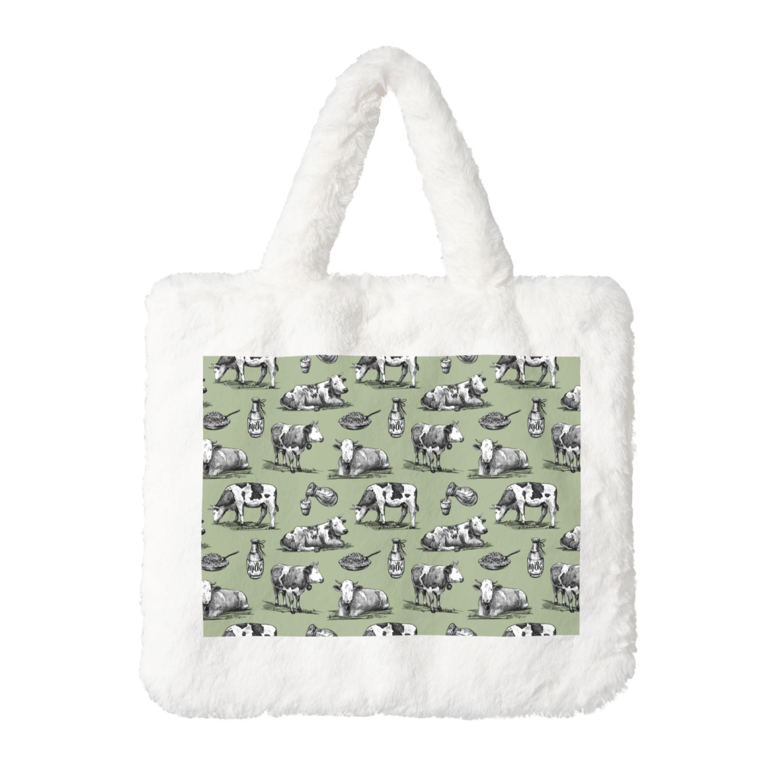 Cauagu Farm Cows Pattern Women's Plush Tote Bag,Soft Underarm Bag ...