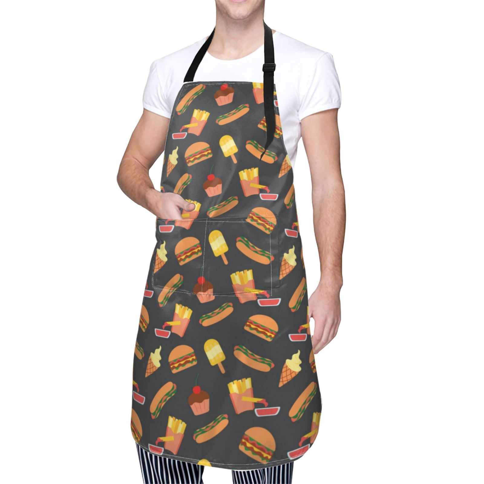 Cauagu Fast Food Aprons with Pockets,Waterproof Apron for Women,Kitchen ...