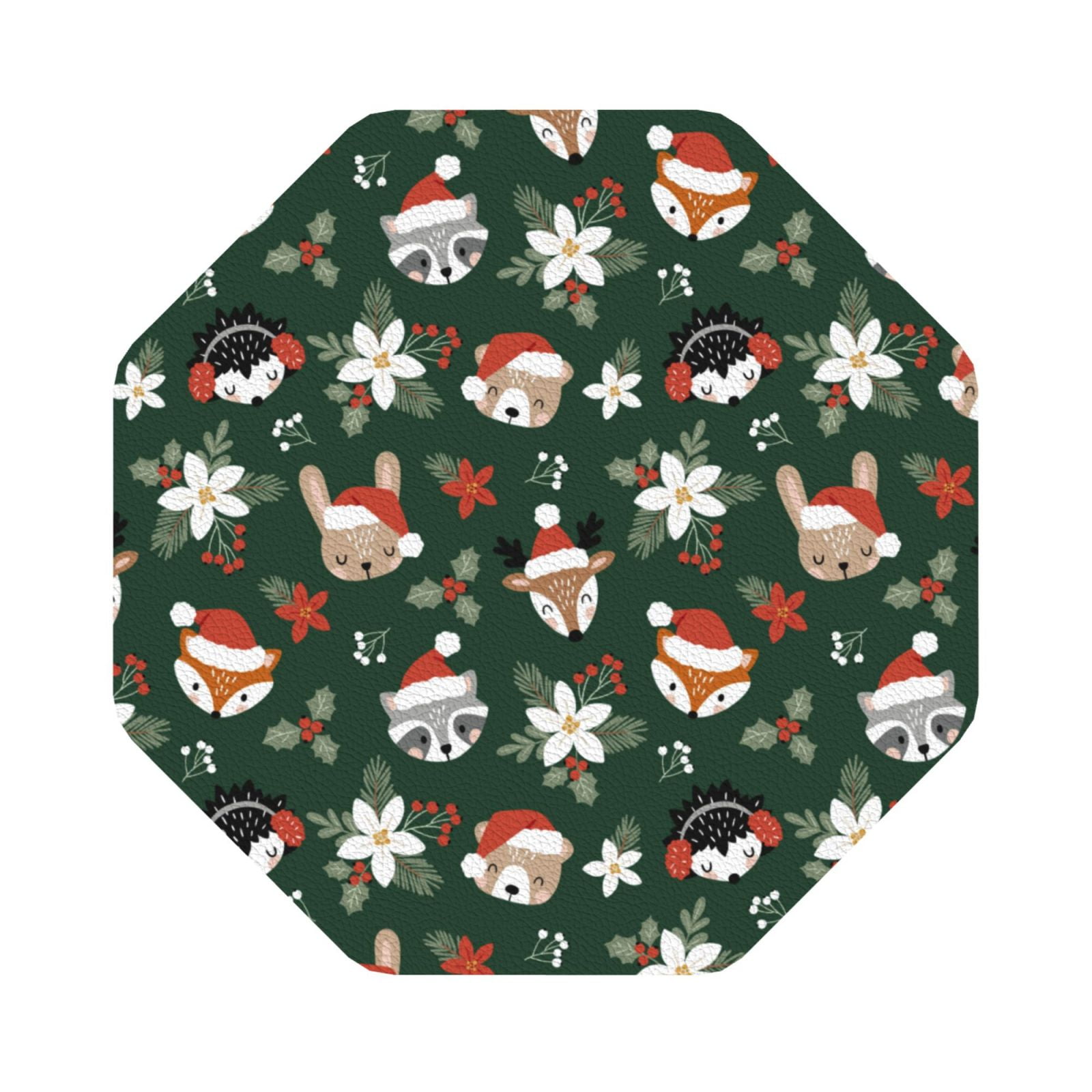 Cauagu Festive Forest Friends for Round Coaster,Drink Coasters Set of 4 ...