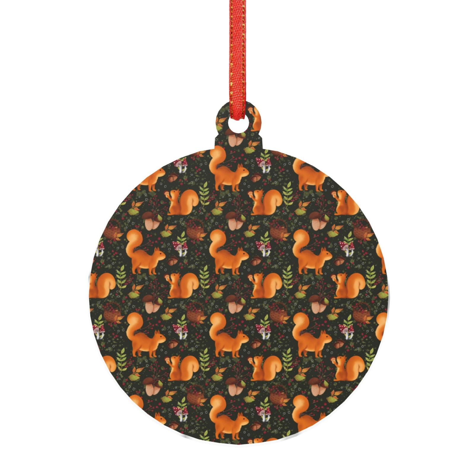 Cauagu Festive Squirrels Dark Forest Pattern Acrylic Christmas Pendant ...