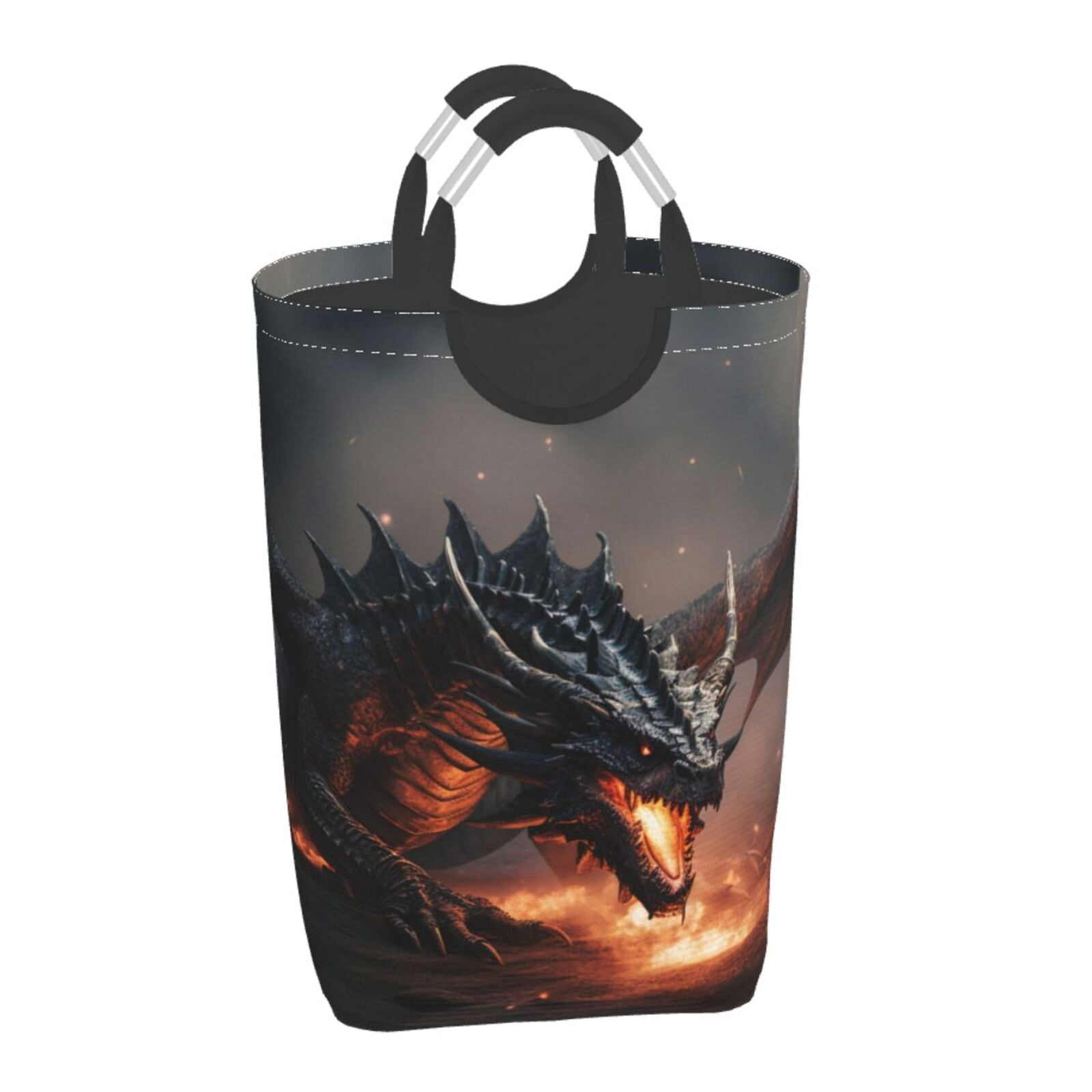 Cauagu Fiery Black Dragon Attack Print Hamper Basket Bin,Extra Large ...