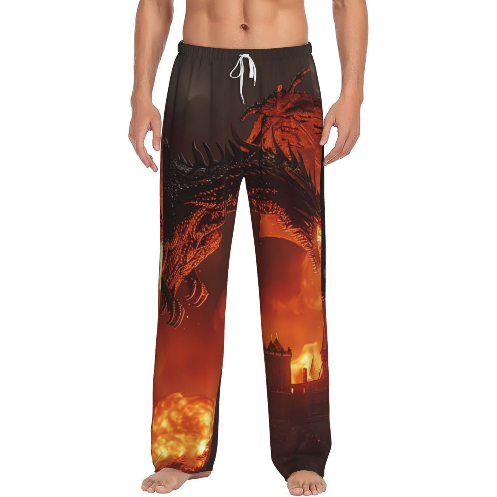 Cauagu Fiery Dragons Castle Attack Mens Pajama Pants Sleep & Lounge ...