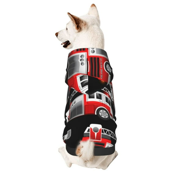 Cauagu Fire and Rescue Truck Pattern Winter Pet Hoodie Sweatshirts- Dog ...