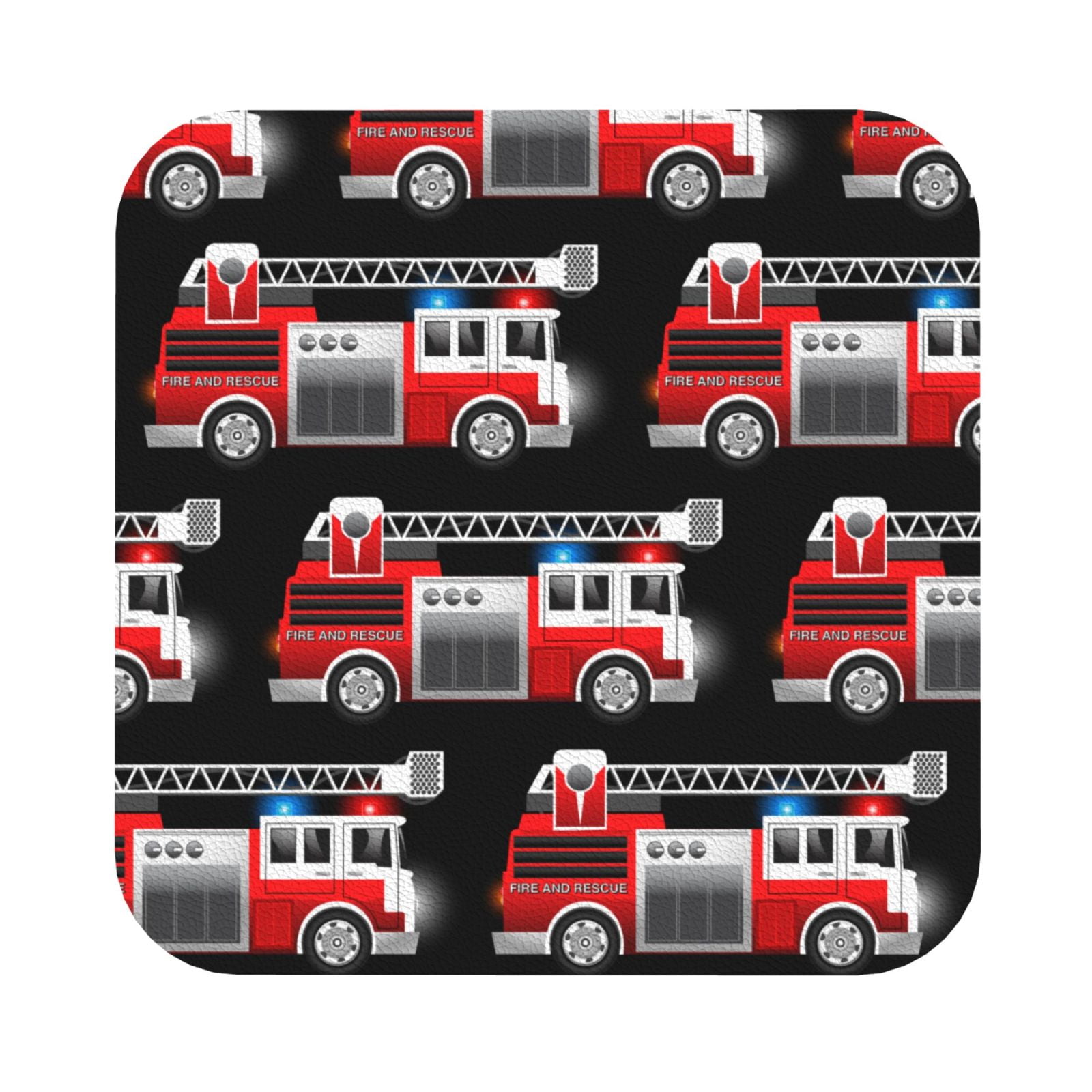 Cauagu Fire and Rescue Truck for Round Coaster,Drink Coasters Set of 4 ...