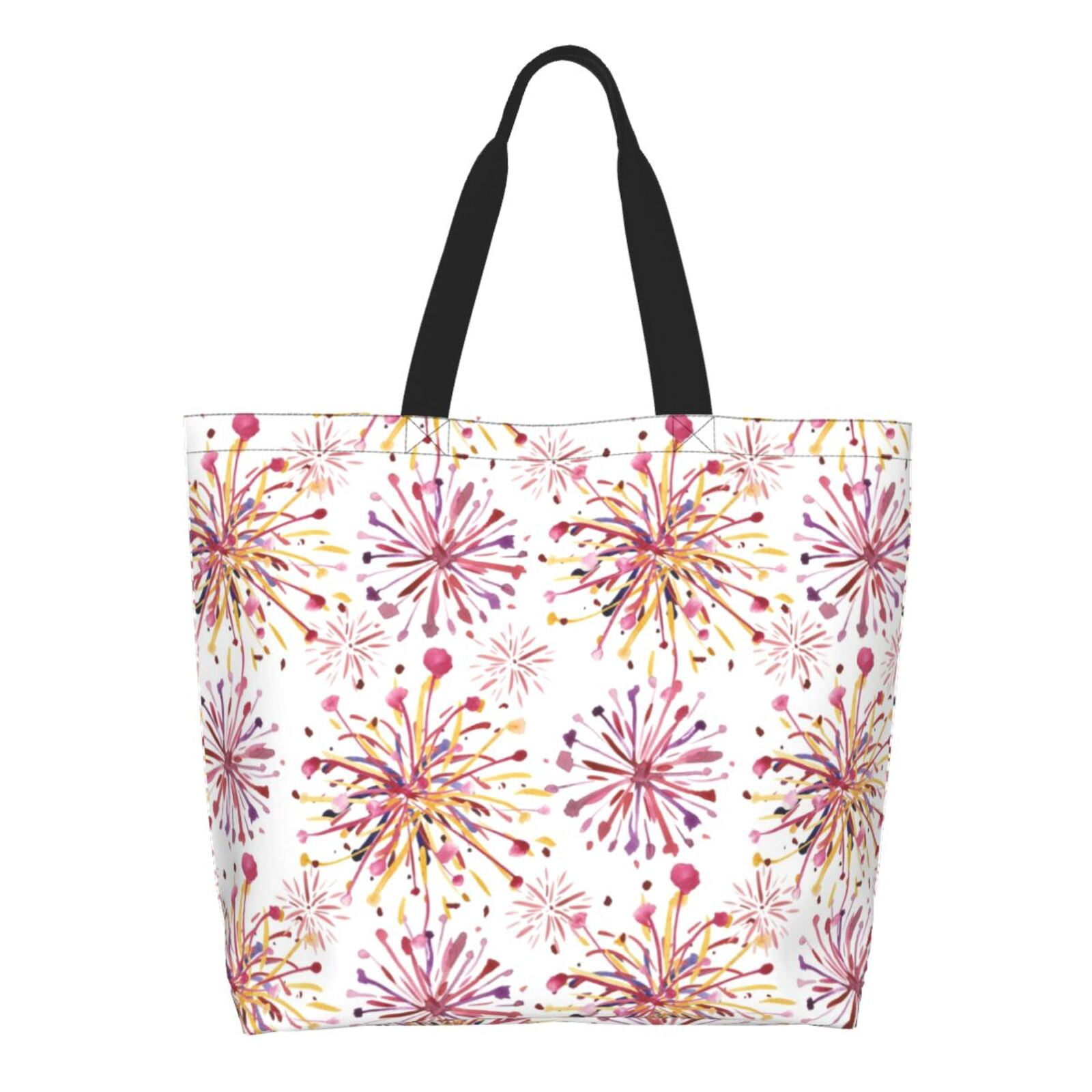 Cauagu Fireworks Print Women Large Capacity Tote Bag - Casual Shoulder ...