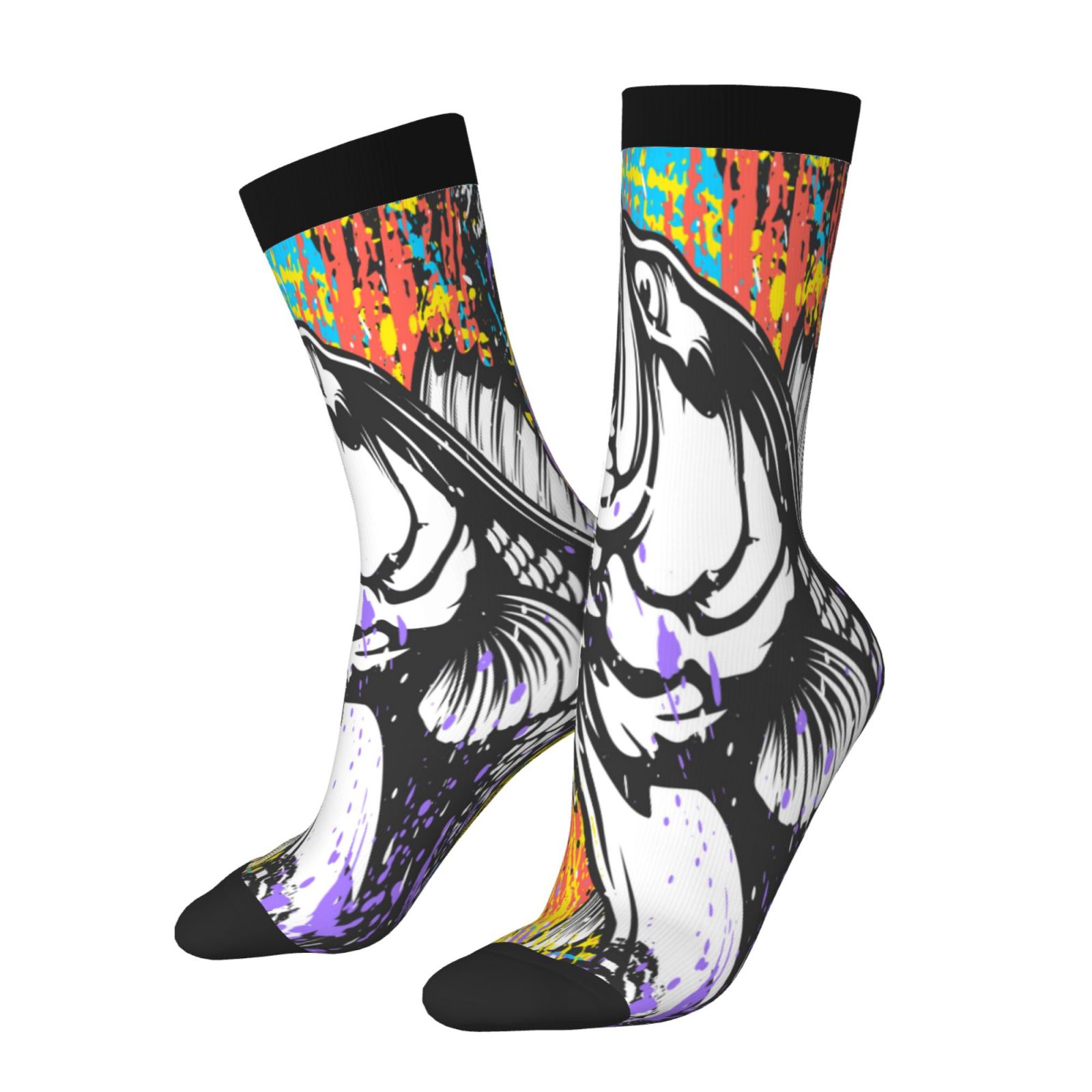 Cauagu Fishing Bass Print Crew Socks for Women and Men,Adult Athletic ...