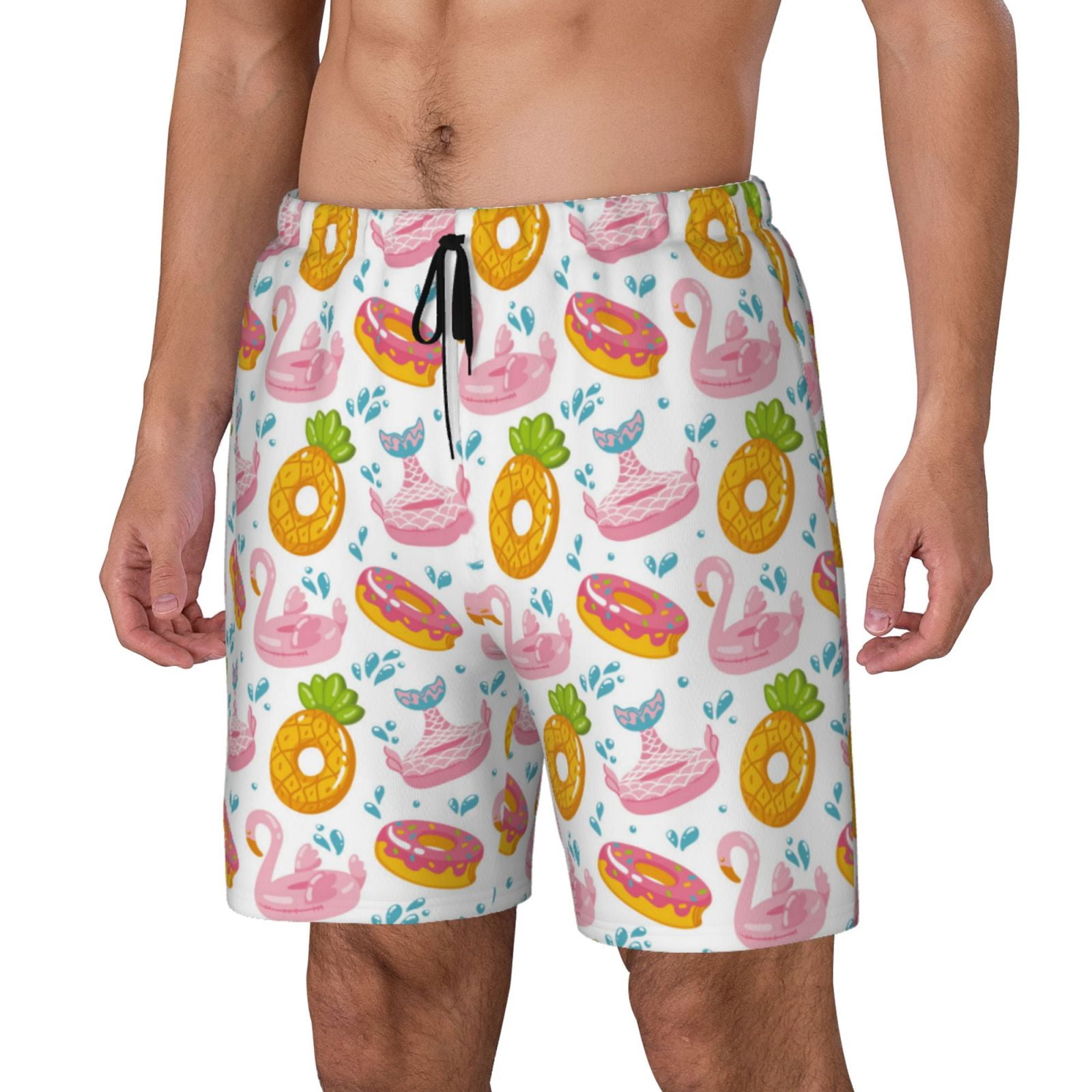Cauagu Flamingo And Pineapple Print Mens Swim Trunks Quick Dry Board ...