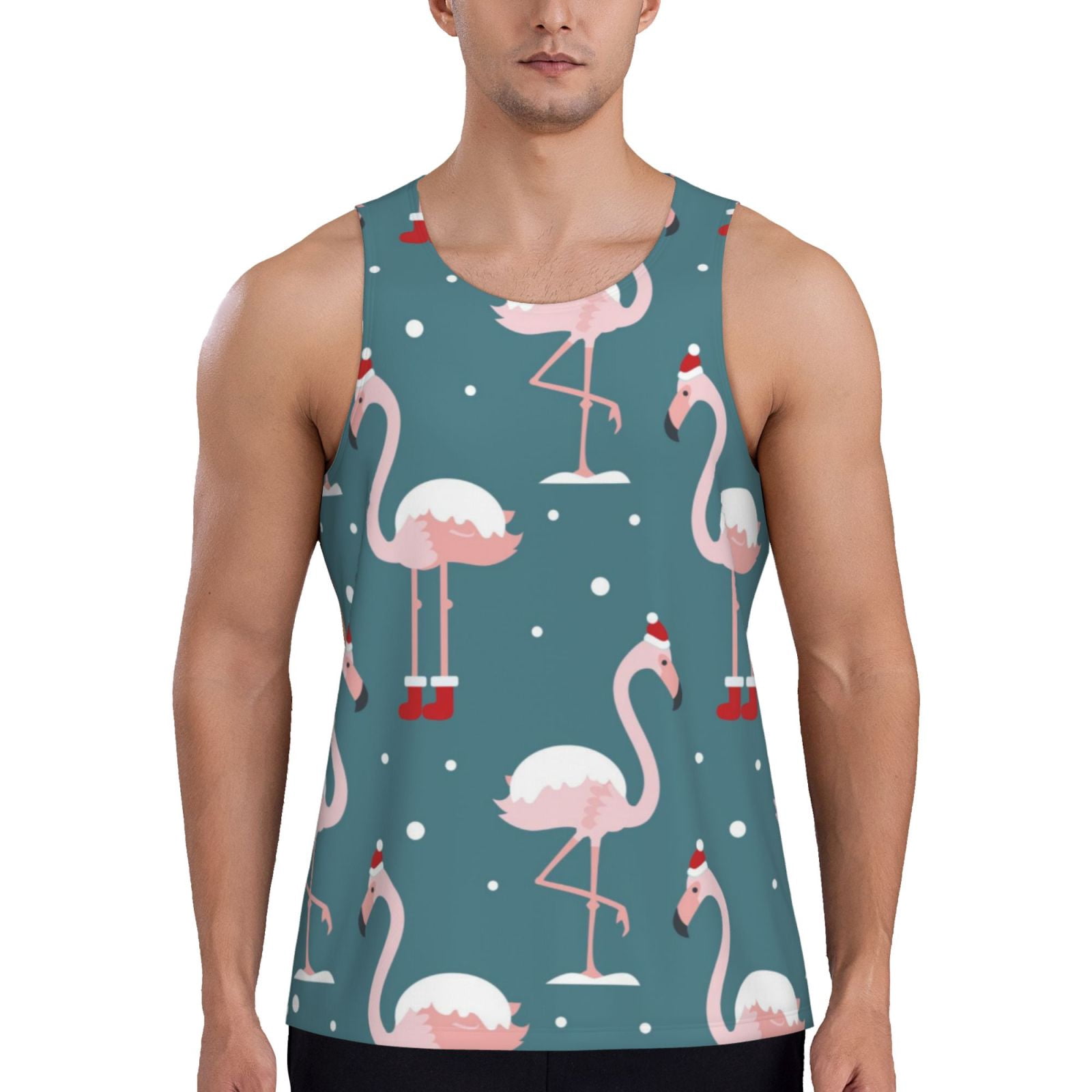 Cauagu Flamingo Print Men's Sleeveless Muscle Shirts,Tank Tops Quick ...