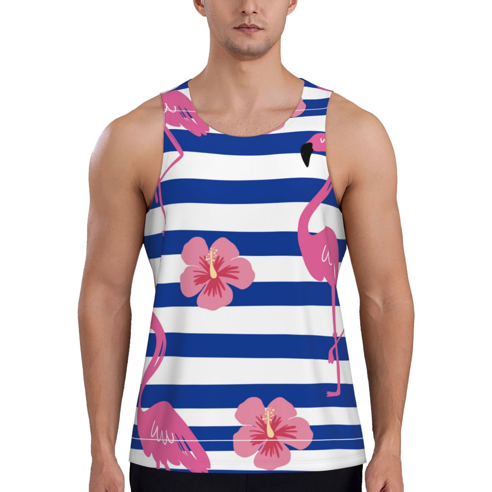 Cauagu Flamingo Print Men's Sleeveless Muscle Shirts,Tank Tops Quick ...