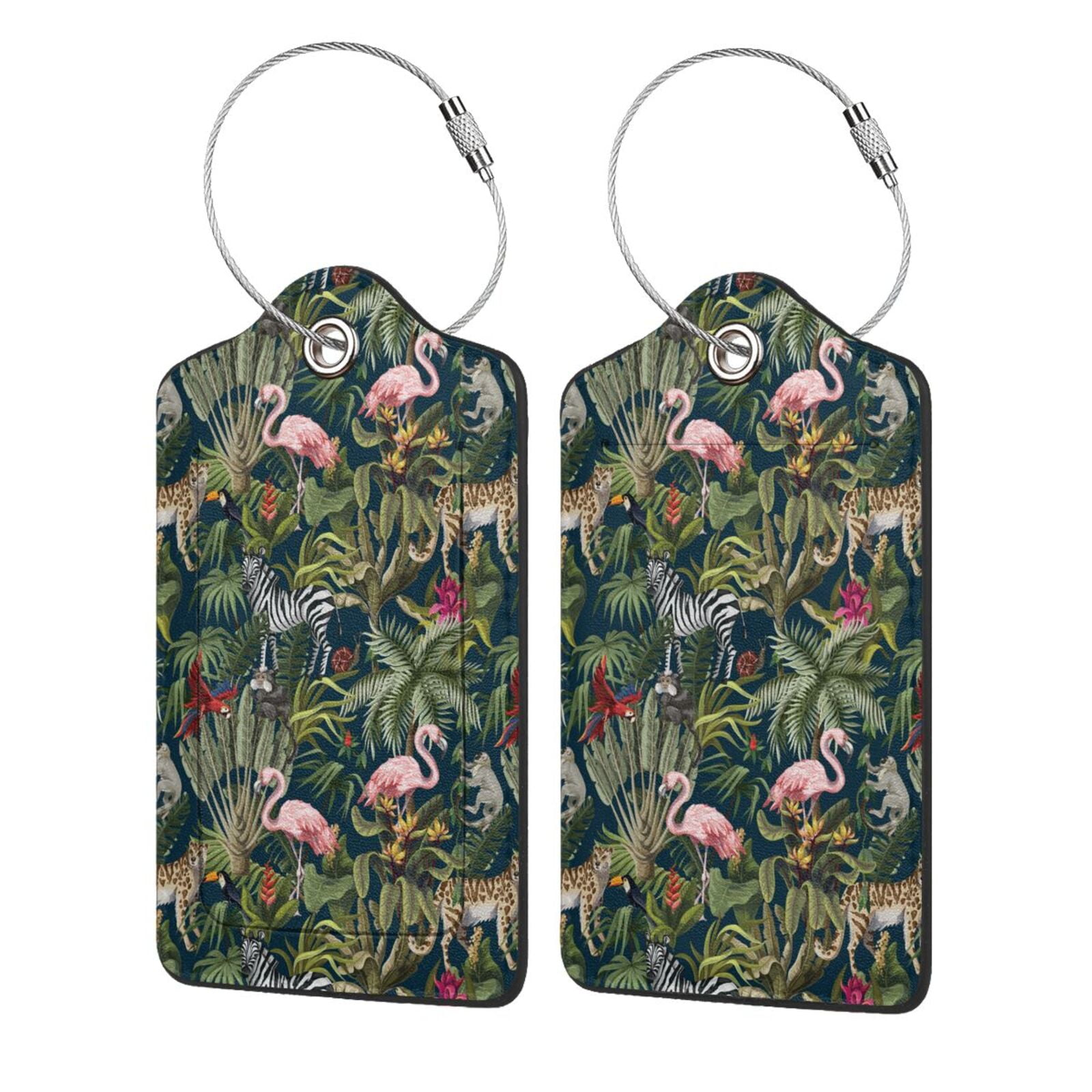 Cauagu Flamingos And Palm Leaves Print Luggage Tags,Leather Luggage ...