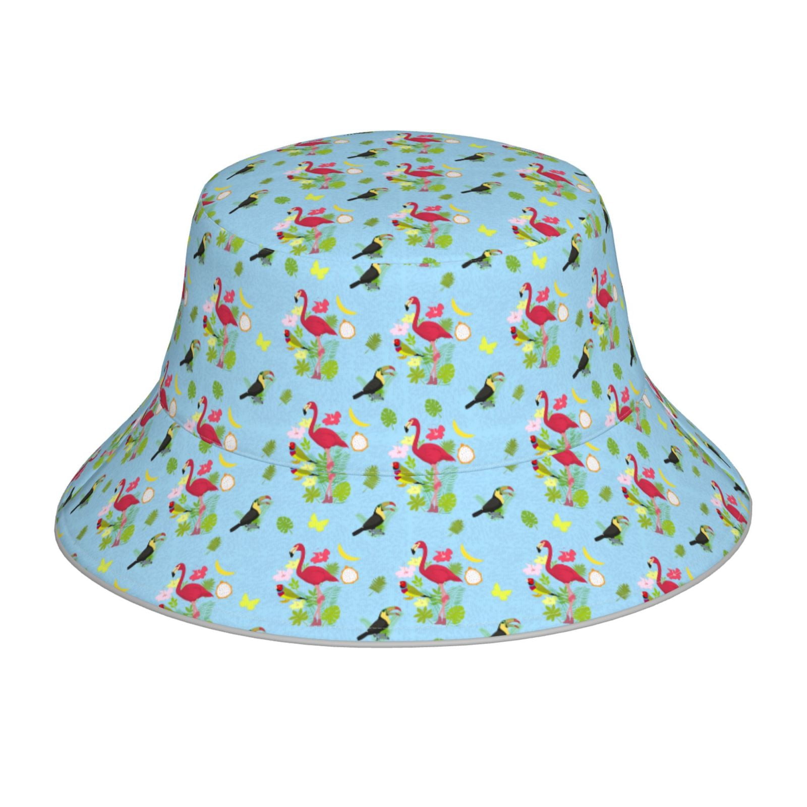 Cauagu Flamingos And Tropical Plants for Unisex Bucket Hat,Outdoor ...