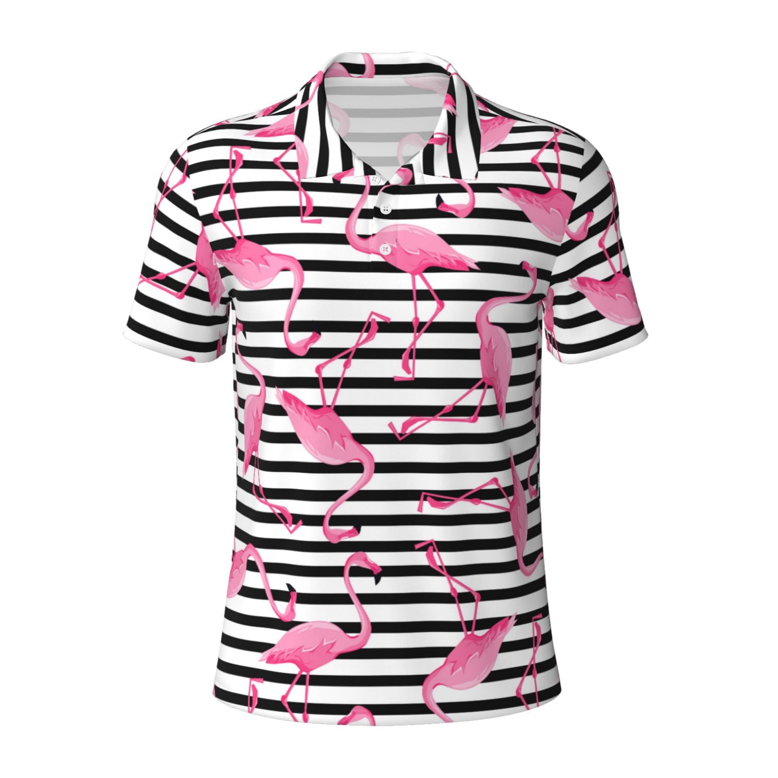 Cauagu Flamingos Print Men's Polo Shirts, Short-Sleeve Polo Shirts for ...