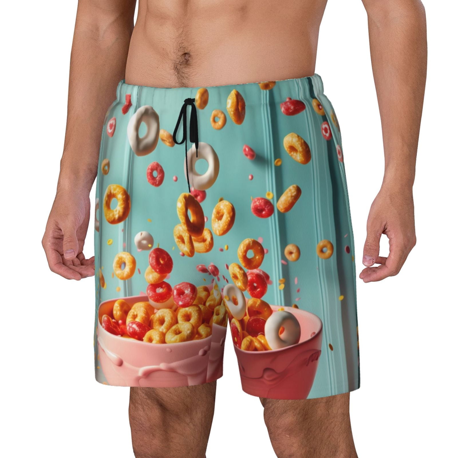 Cauagu Floating Colorful Cereal Print Mens Swim Trunks Quick Dry Board ...
