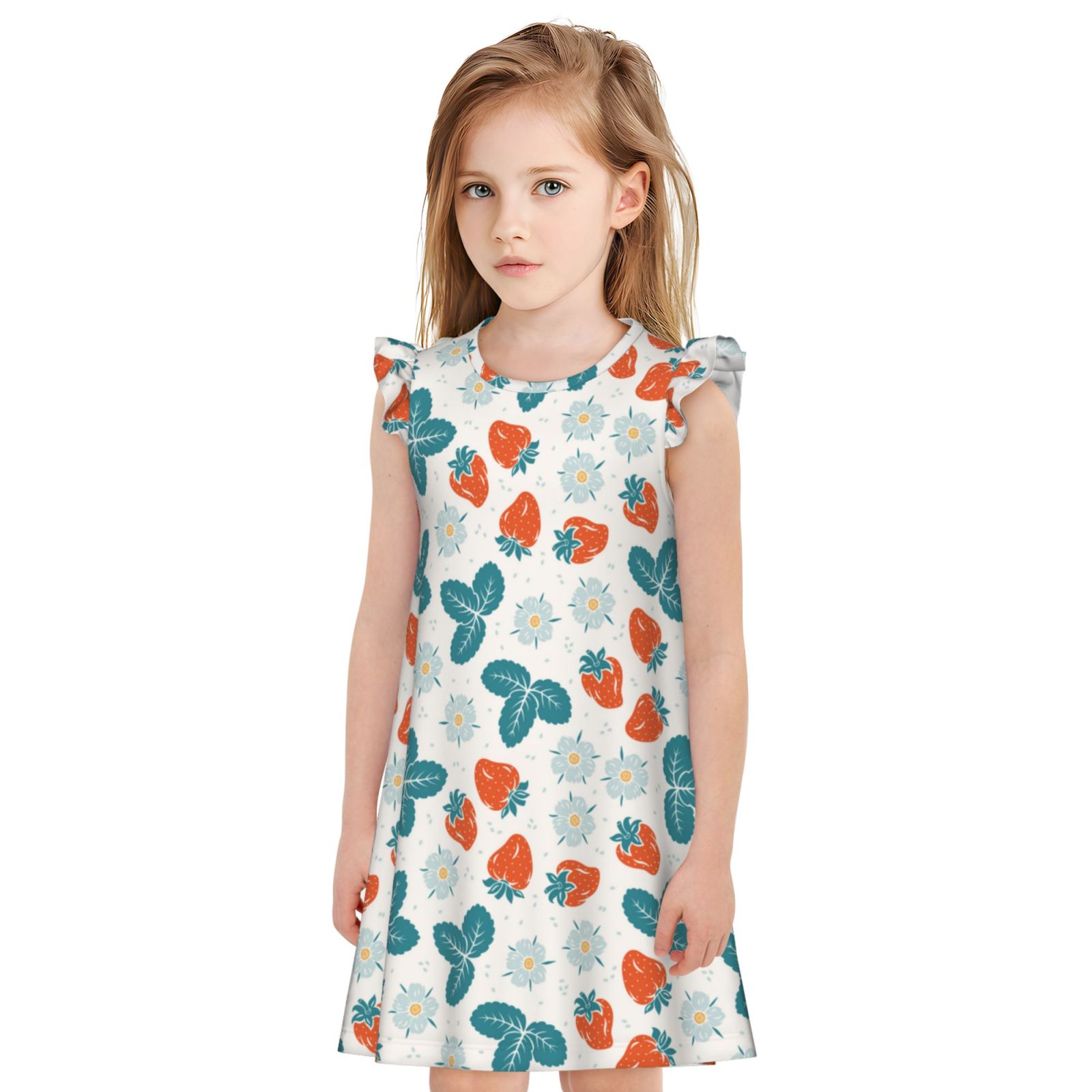 Cauagu Floral Strawberr Girls Nightgowns Sleepwear Short Sleeve Pajama ...