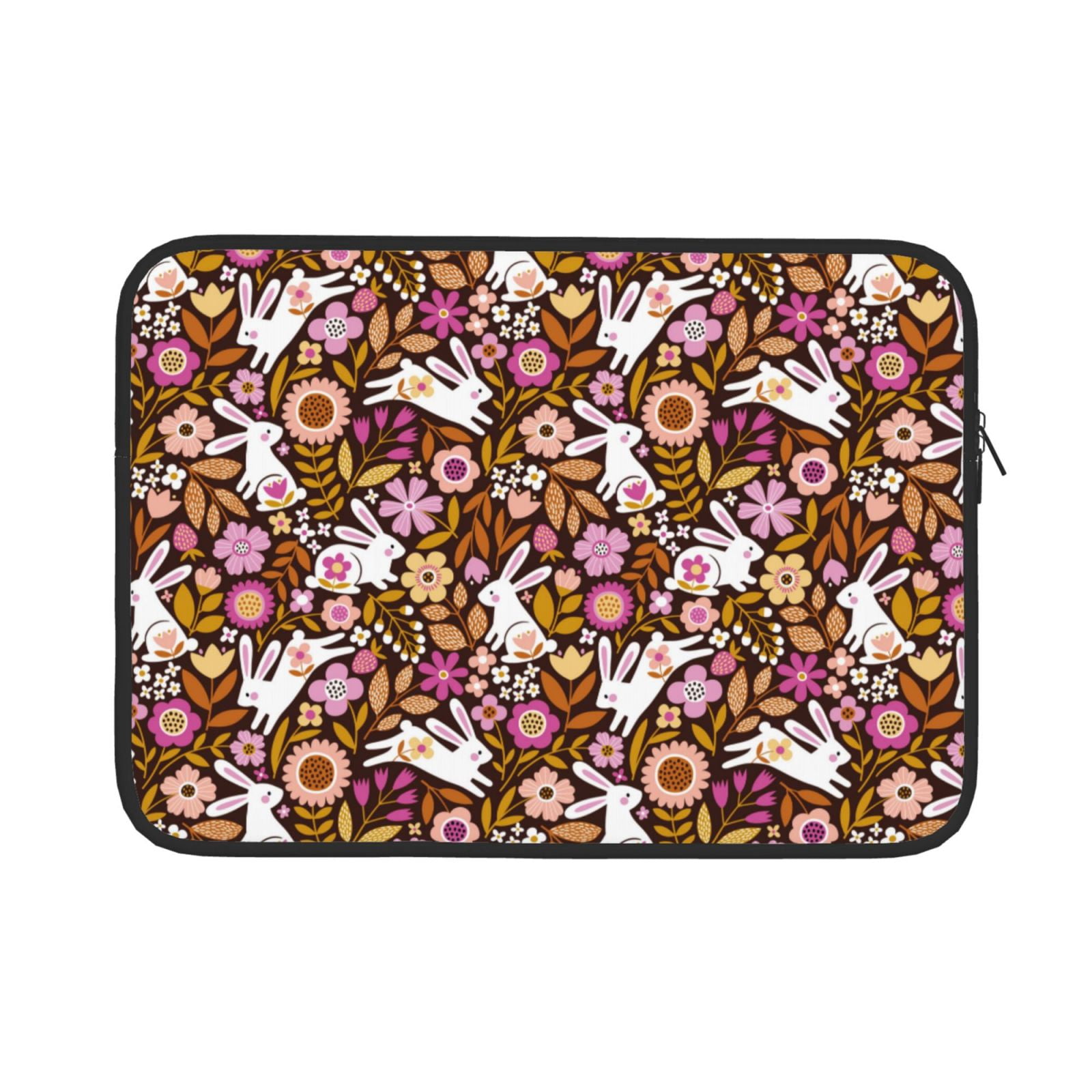 Cauagu Flower Bunny Print Laptop Sleeve Case, Laptop Cover Portable ...