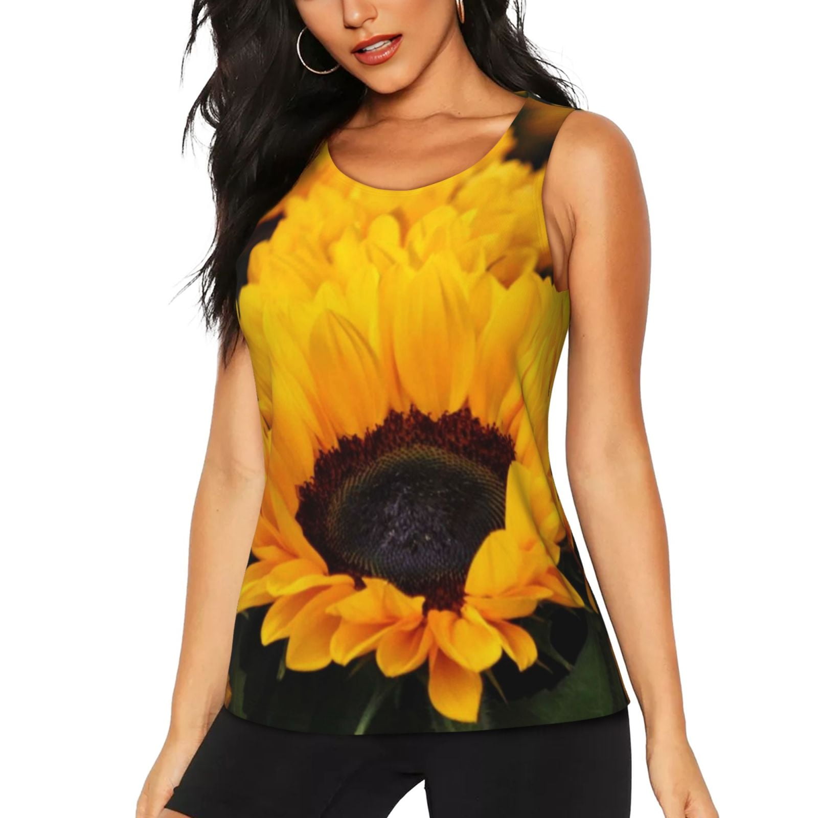 Cauagu Flower Bush Sunflower for Women's Workout Tank Tops Sleeveless ...