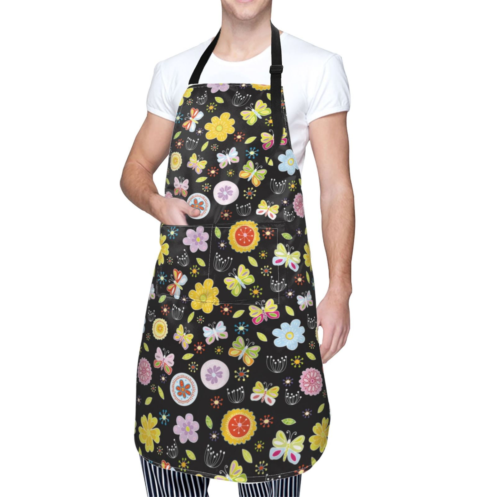 Cauagu Flower Butterfly Aprons with Pockets,Waterproof Apron for Women ...