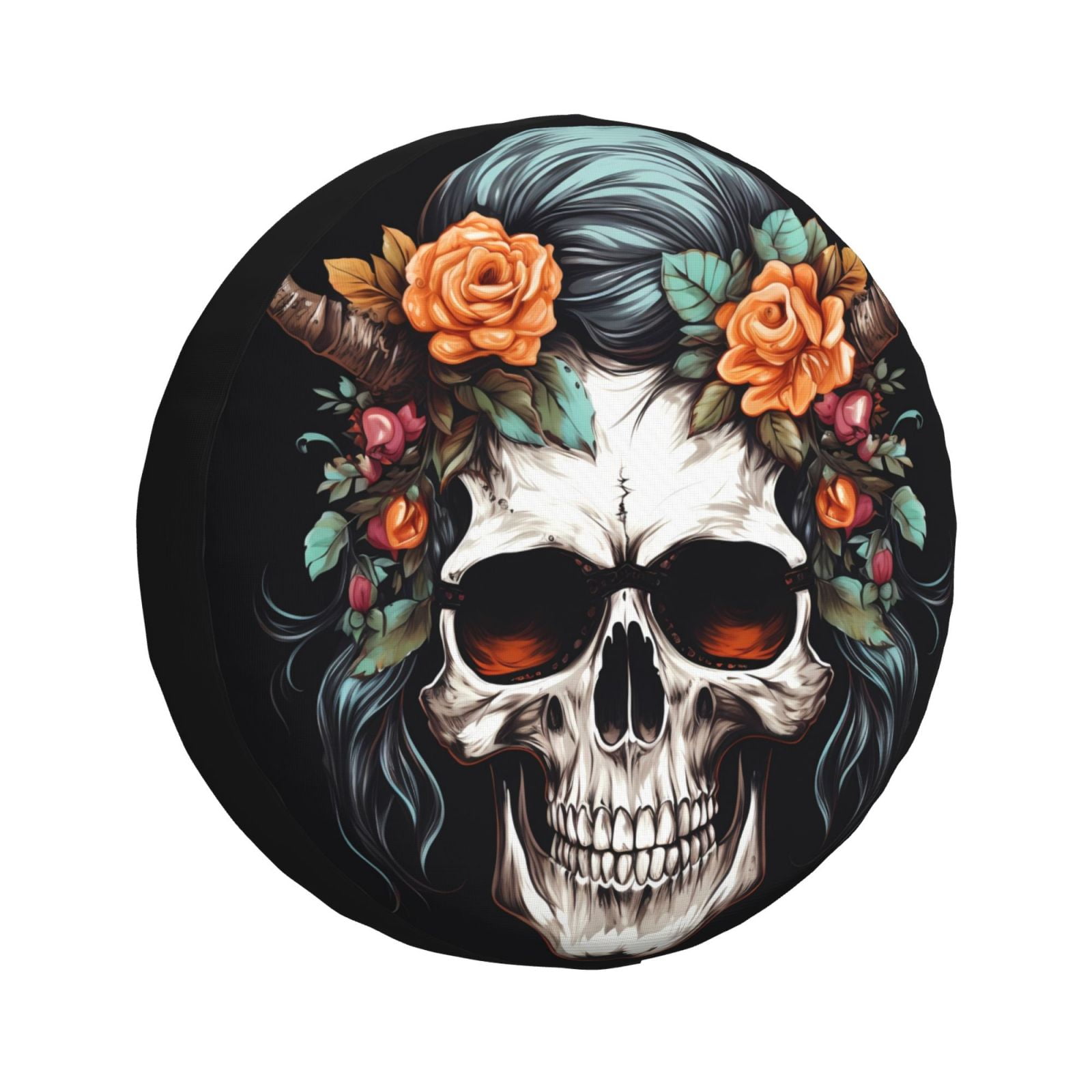 Cauagu Flower Horn Skull for Spare Tire Cover Wheel Protector Universal ...