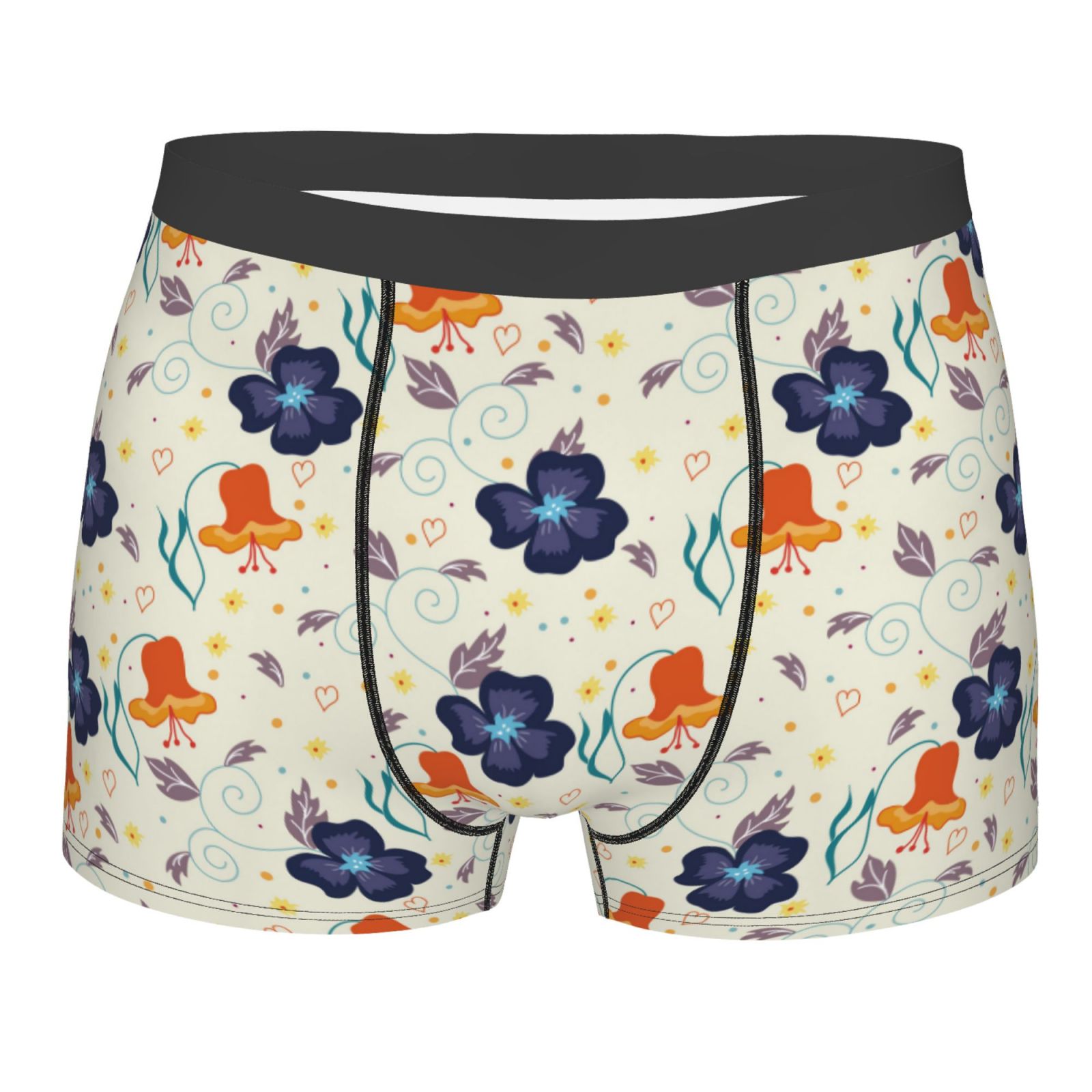 Cauagu Flower Leaves Print Boxer Briefs for Men,Comfortable Breathable ...