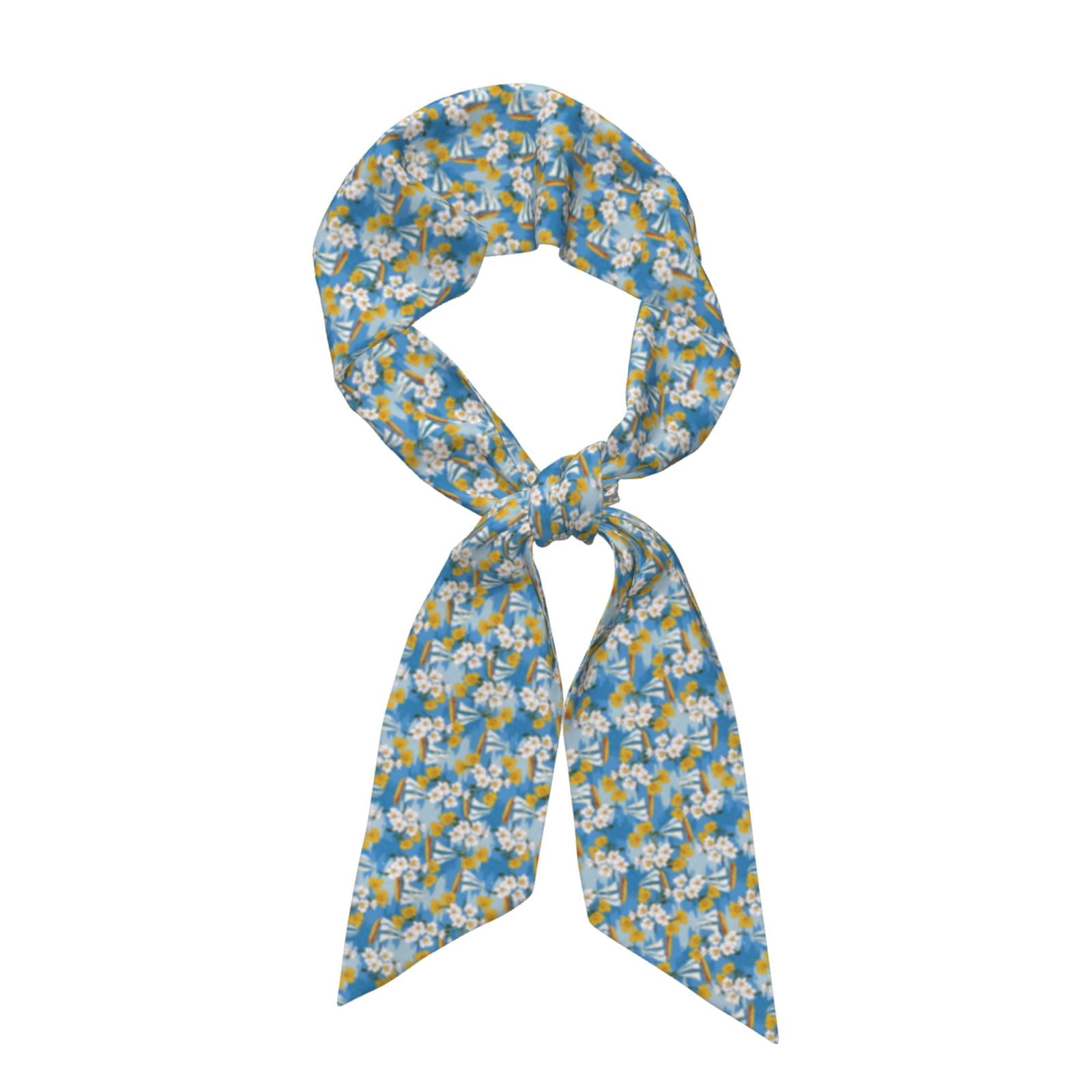 Cauagu Flower and Sail Boat Pattern Scarf for Women,Neck Scarf Women's ...