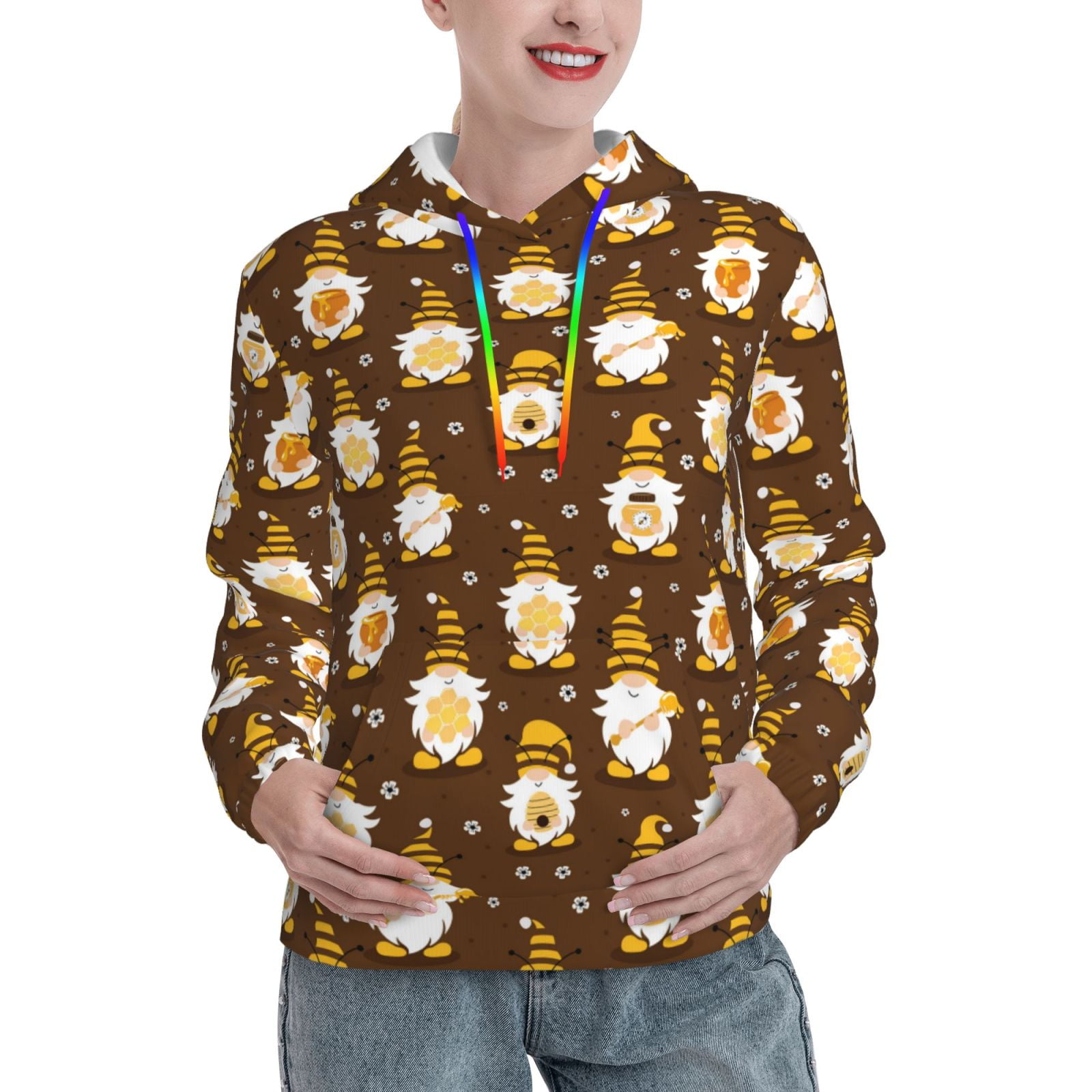 Cauagu Flowers And Gnomes Bees for Women's Hooded Sweatshirts Pullover Hoodie for Women Fall ...