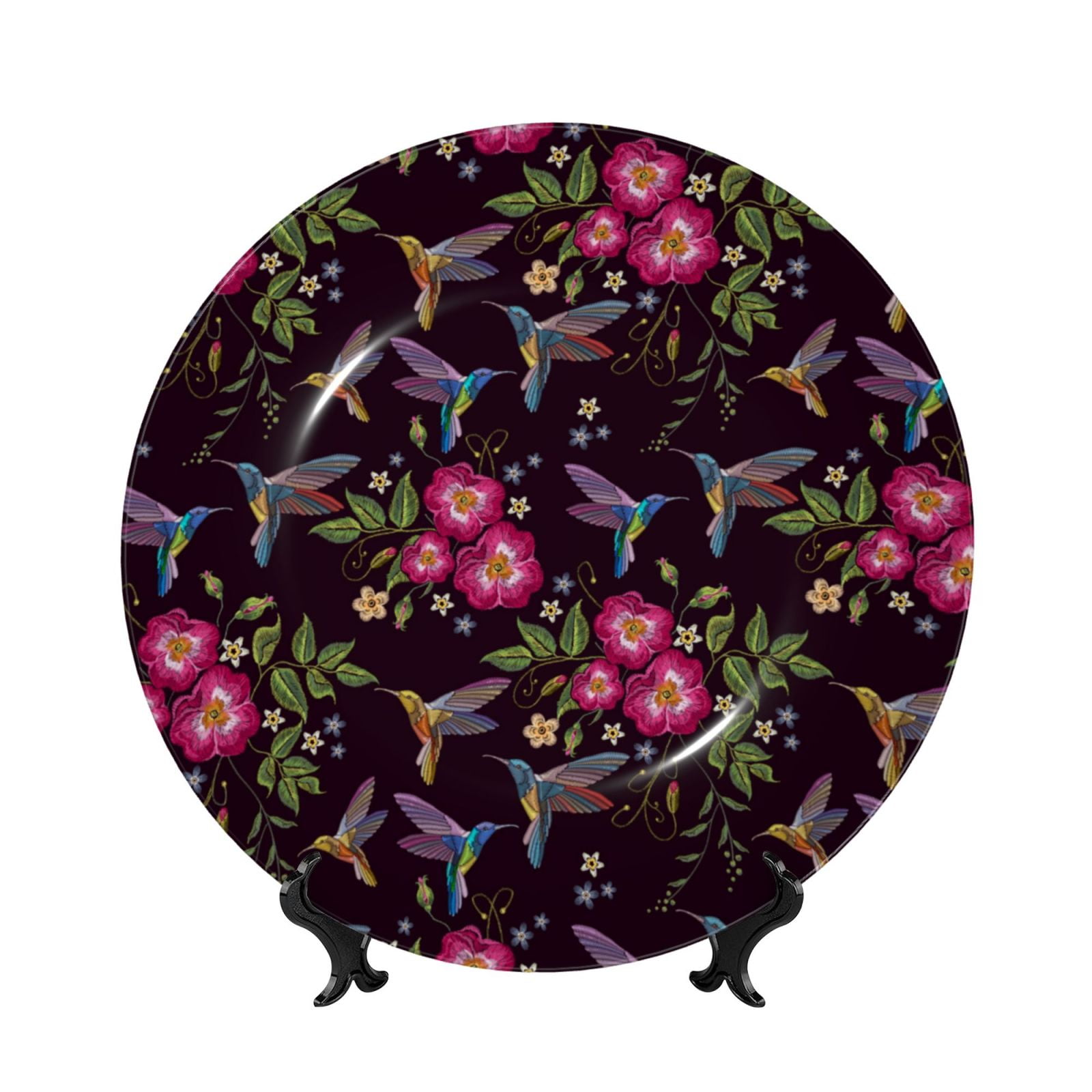 Cauagu Flowers And Humming Bird1 Print Bone China Decorative Plate ...