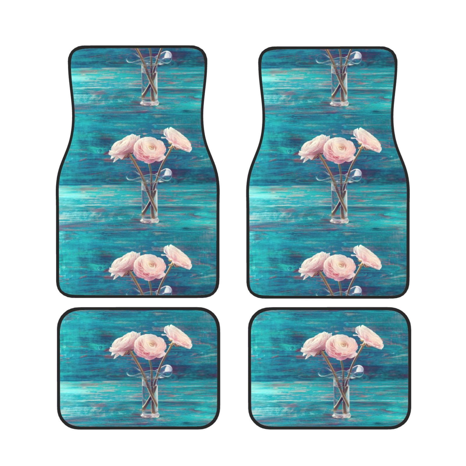 Cauagu Flowers in Glass Vase Pattern Car Floor Mat Set of 4,Car Carpet ...