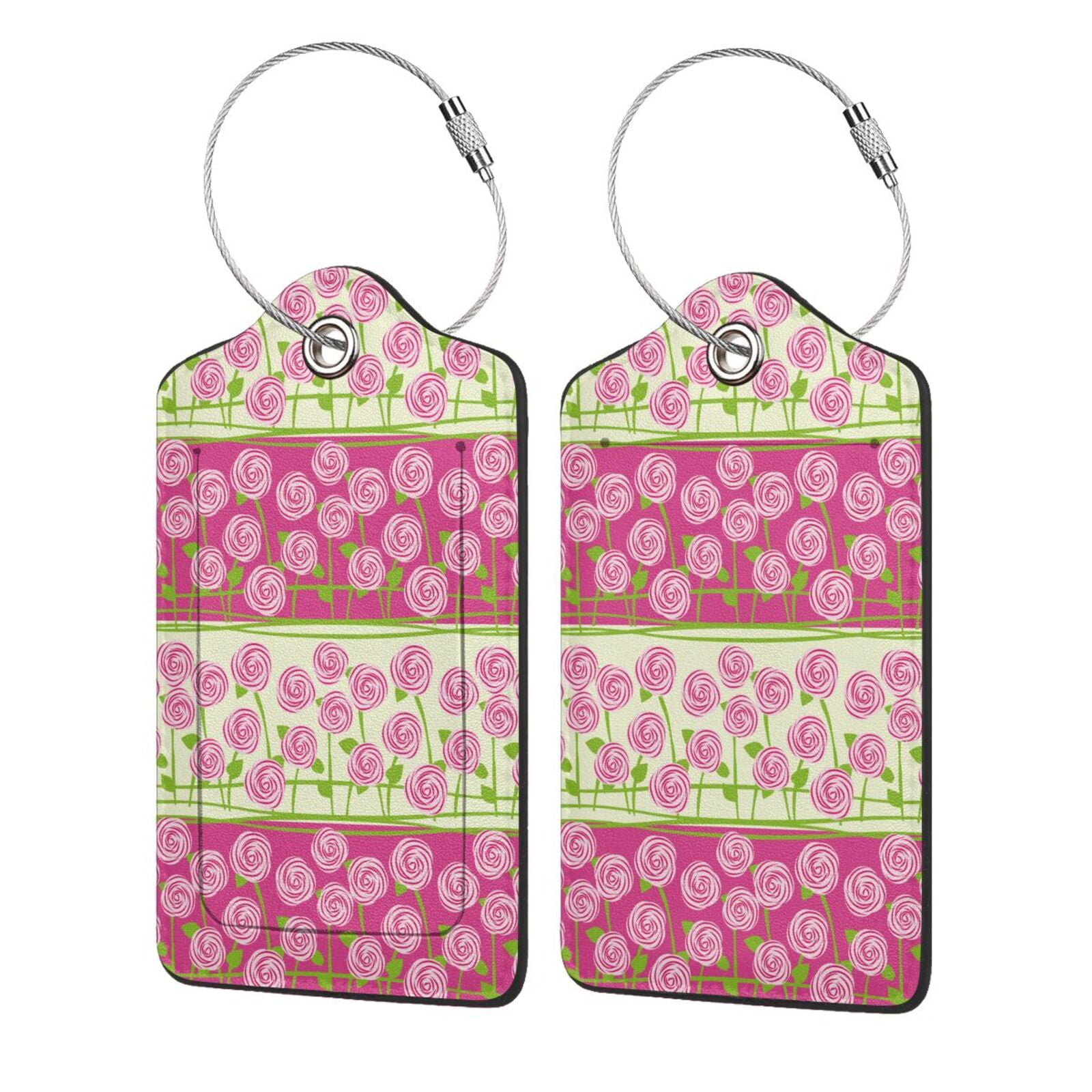 Cauagu Flowers Print Luggage Tags,Leather Luggage Tags for Suitcases ...
